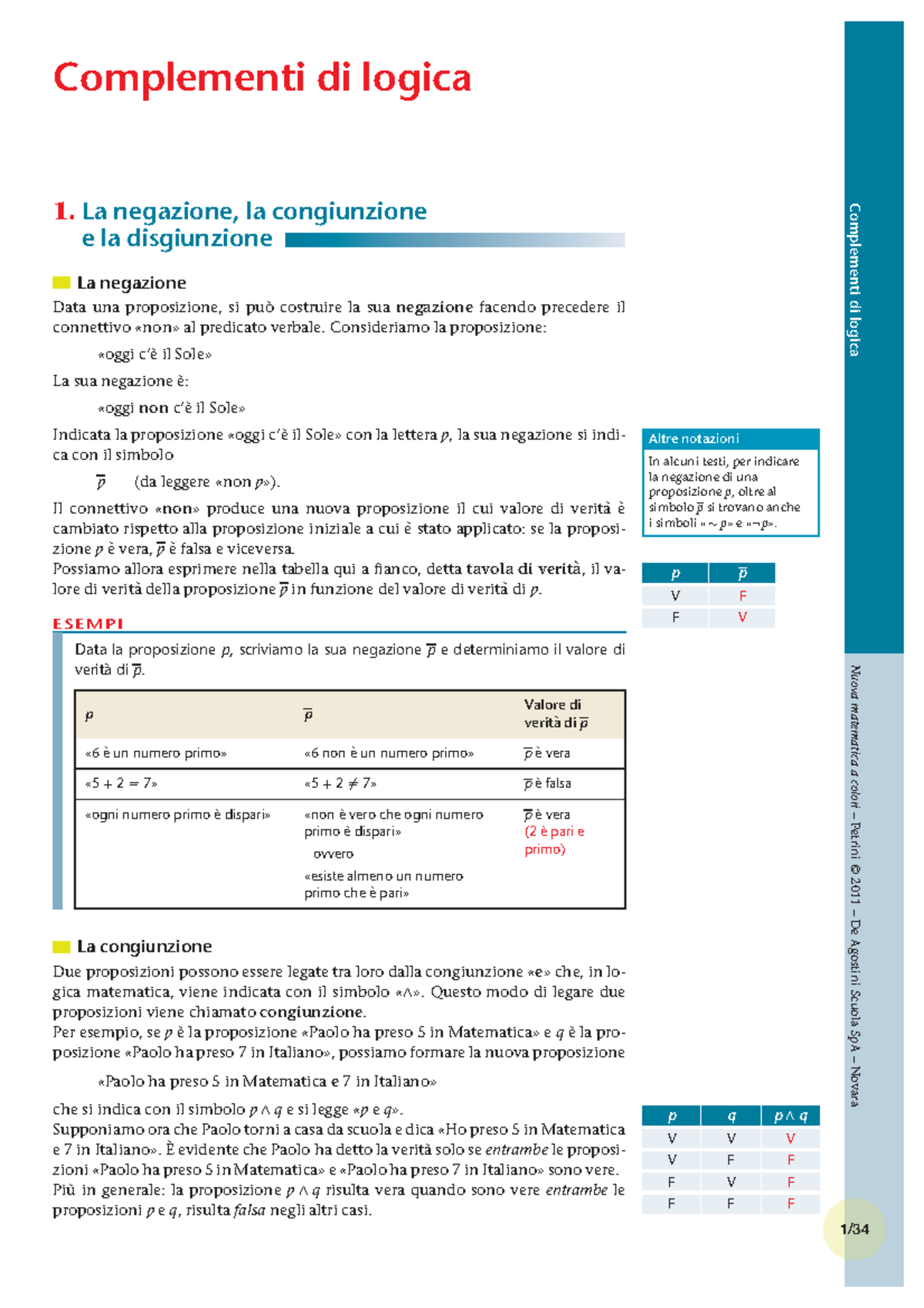 Complementi logica - Aiuto per capire le tavole di verità - 1. La ...