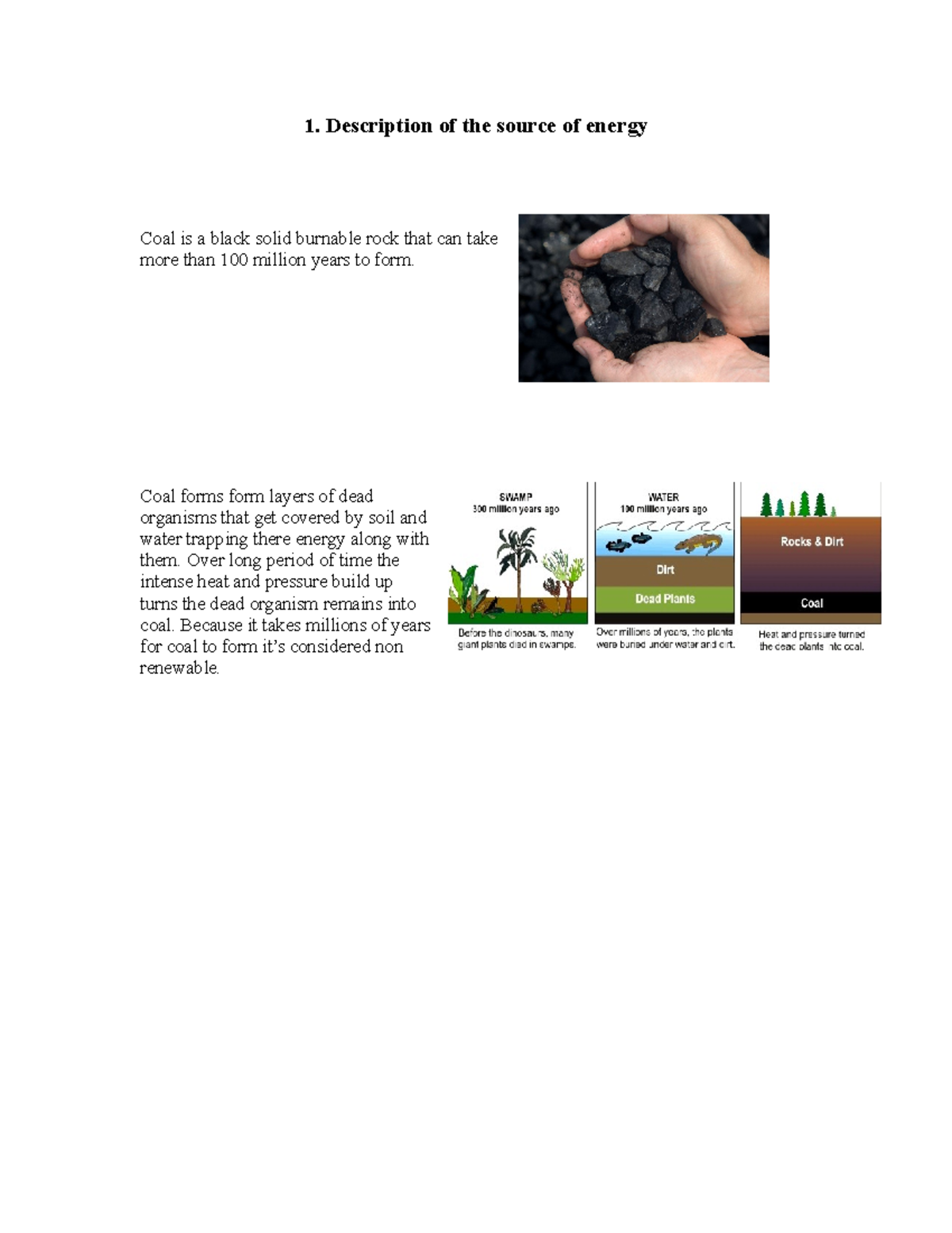 Coal energy pamphlet - Study Guide - 1. Description of the source of ...