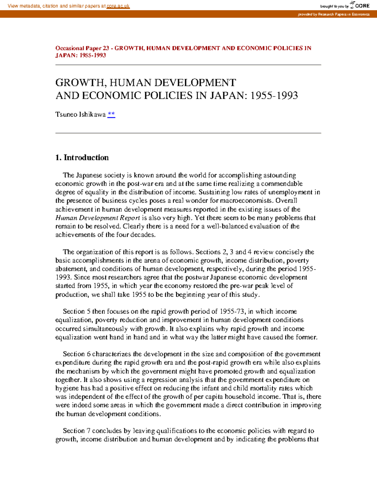 Case study - goodluck - Occasional Paper 23 - GROWTH, HUMAN DEVELOPMENT AND ECONOMIC POLICIES IN ...