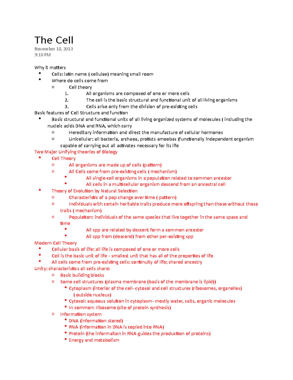 The Cell - THIS NOTE CONSISTS OF LECTURE SLIDE, IN CLASS TIPS AS WELL ...