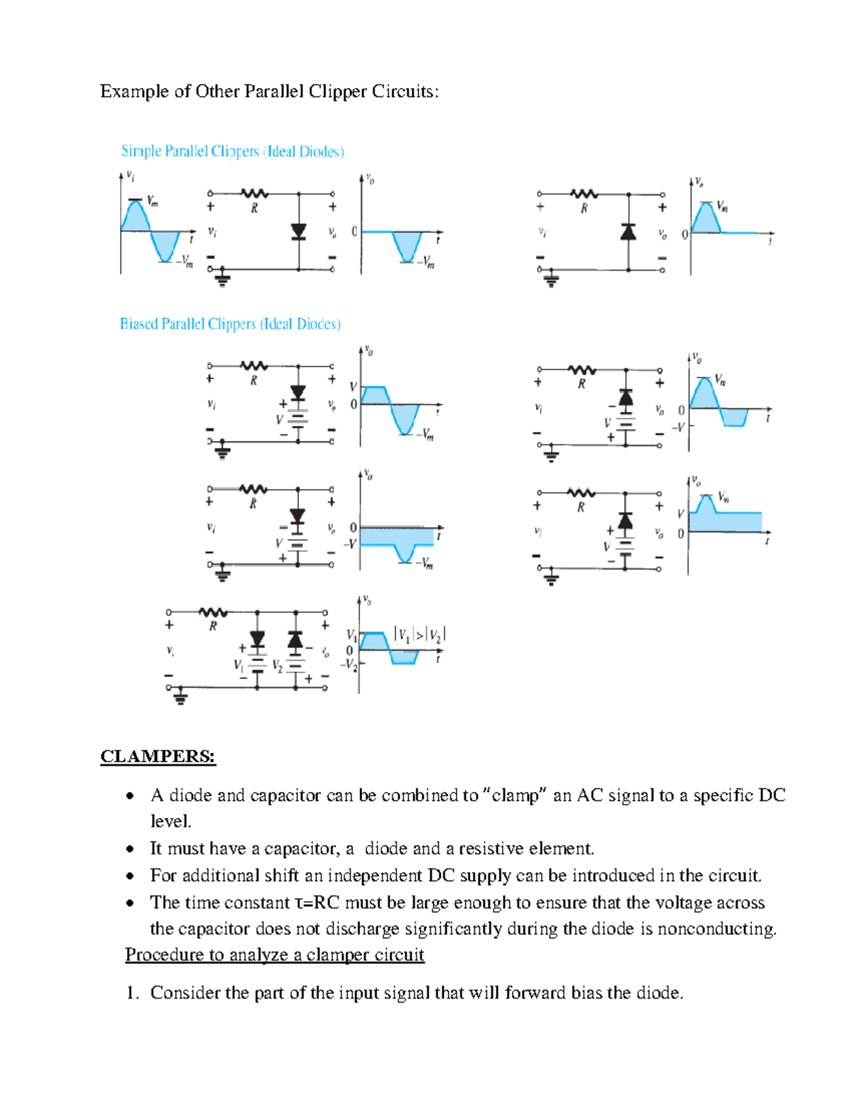 Graphss and diaphragm - Example of Other Parallel Clipper Circuits ...