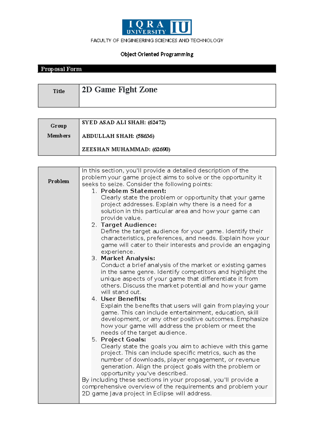 Proposal Form - sub - FACULTY OF ENGINEERING SCIENCES AND TECHNOLOGY ...