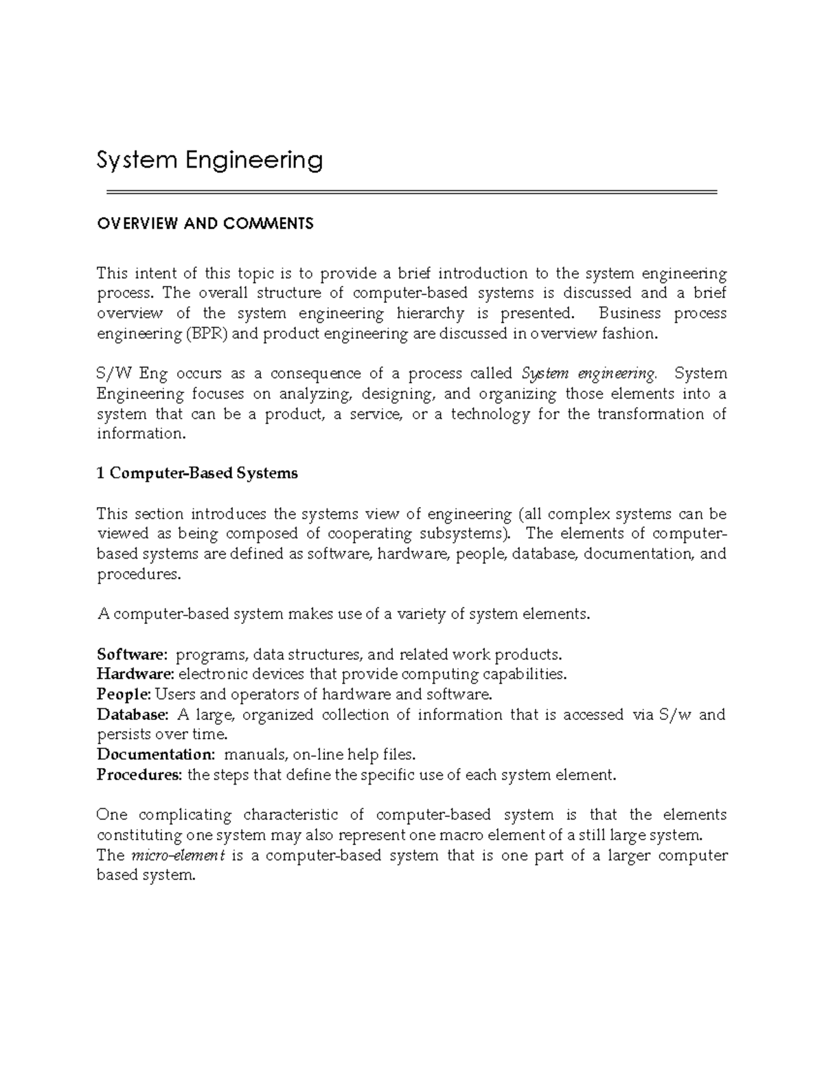 8-System Engineering-19-01-2024 - System Engineering OVERVIEW AND ...