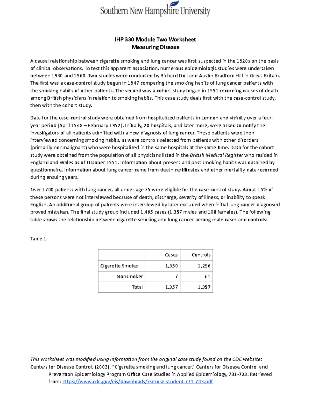 IHP 330 Module Two Worksheet - IHP 330 Module Two Worksheet Measuring ...