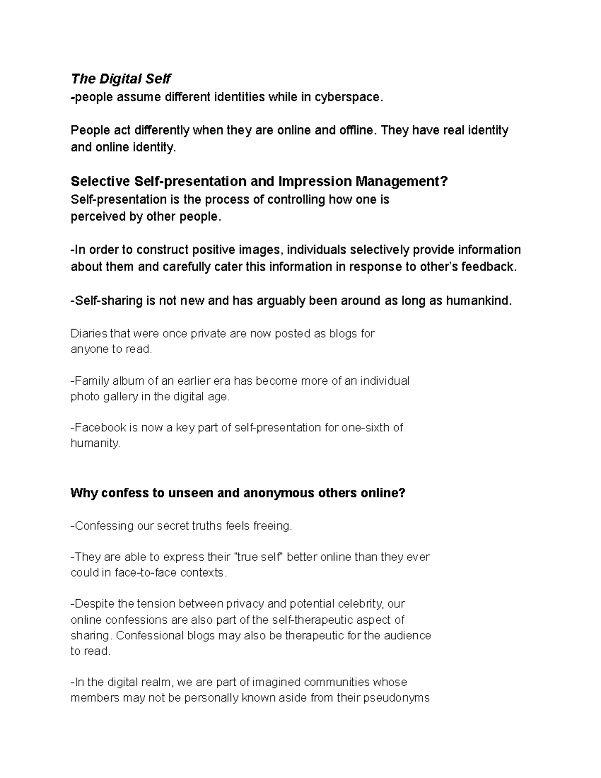 Digital Self - understanding the self - The Digital Self - people ...