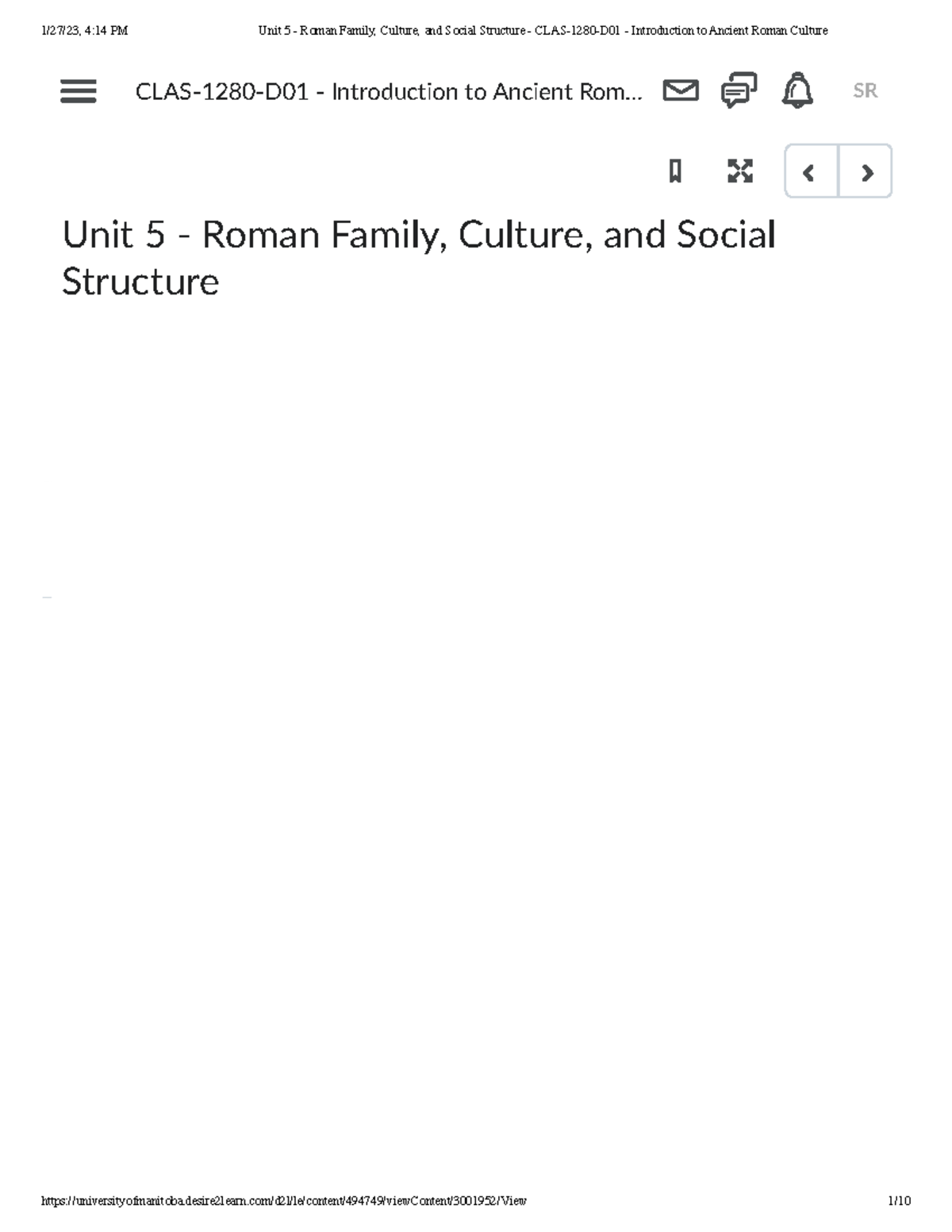 Unit 5 - Roman Family, Culture, and Social Structure - CLAS-1280-D01 ...
