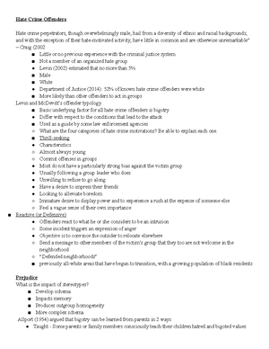 Hate Crimes and Bias Extra Notes - Hate Crimes and Bias: Important ...