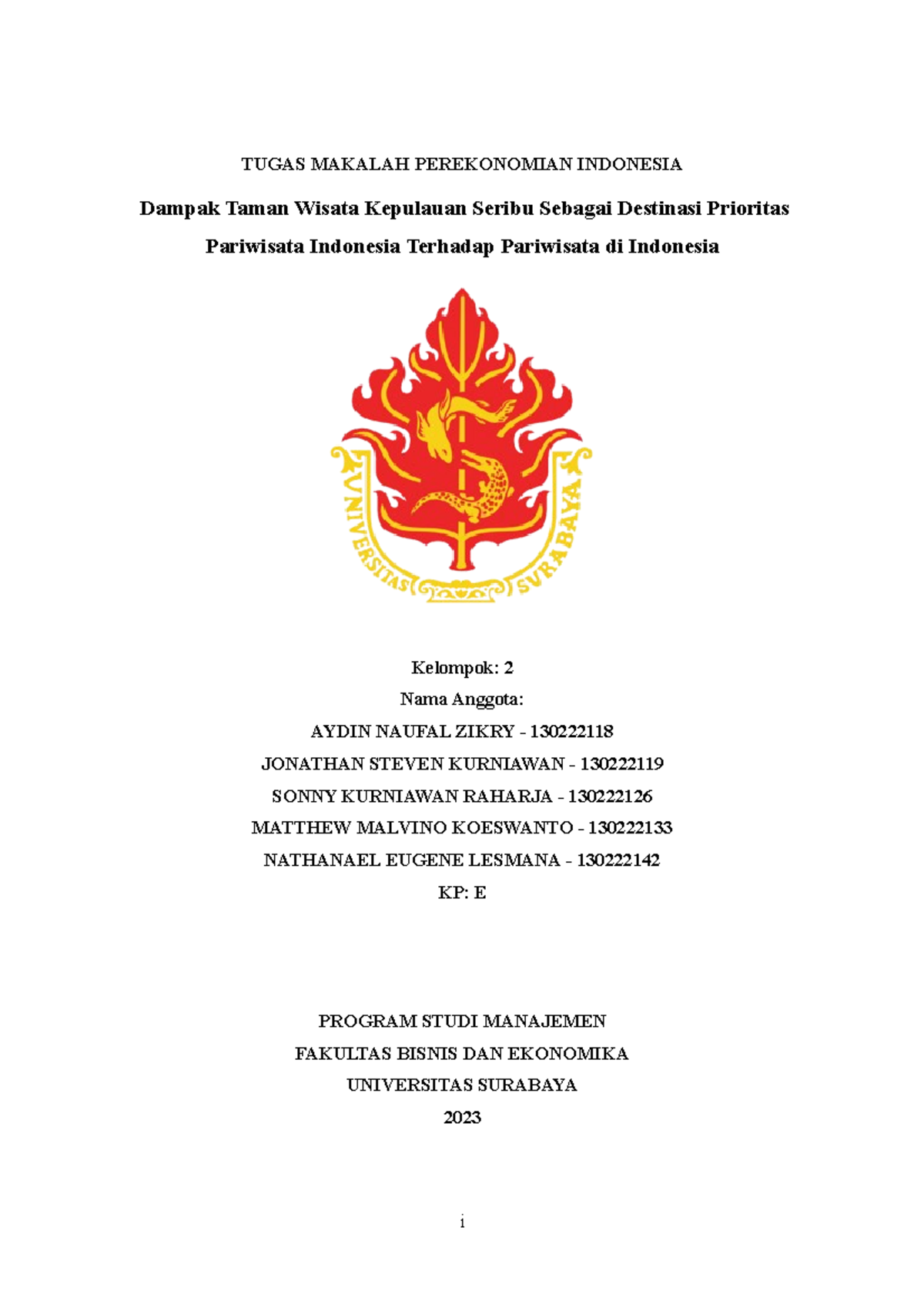Paper PI - HALAMAN JUDUL TUGAS MAKALAH PEREKONOMIAN INDONESIA Dampak ...