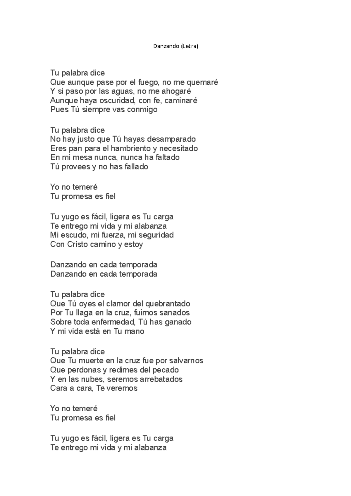 Danzando (Letra) - Studocu
