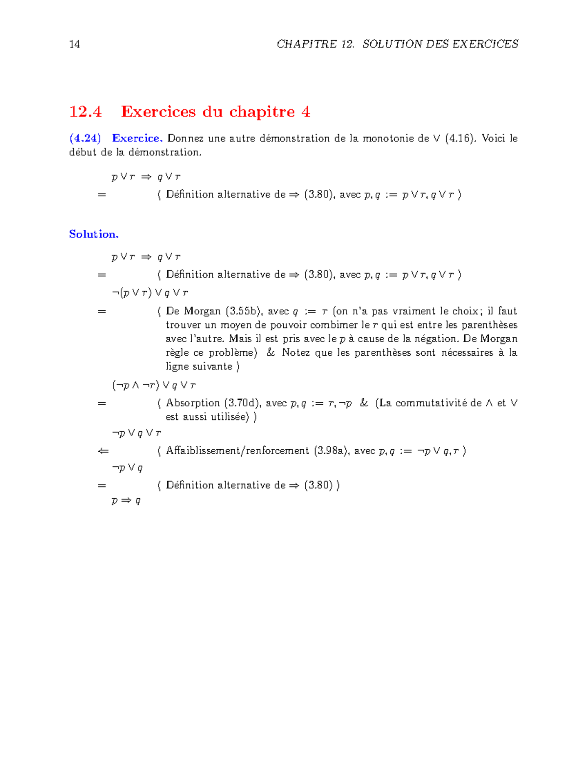 Exer Chap 4 - Les exercises du chapitre 4 - 14 CHAPITRE 12. SOLUTION ...