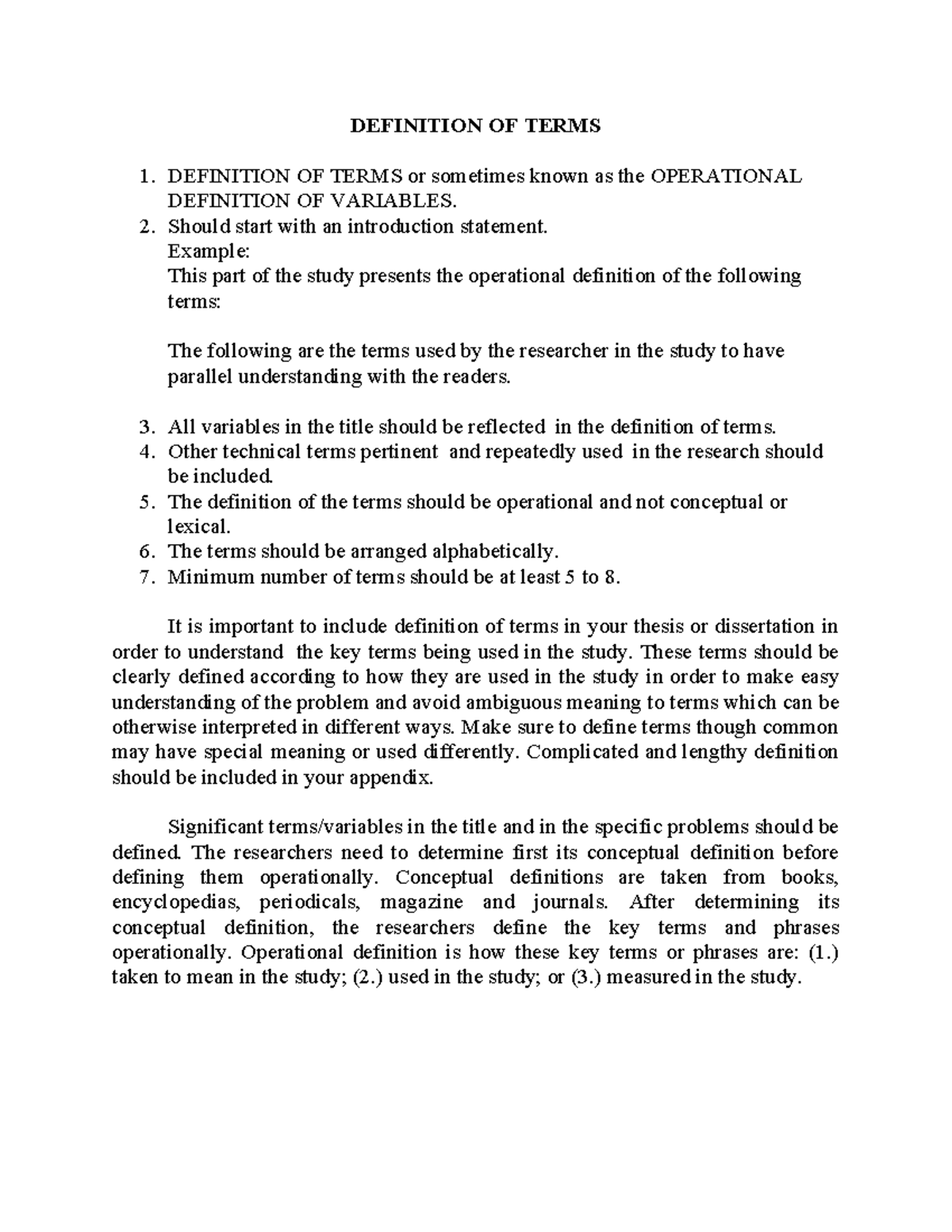 Writing the Definition OF Terms - DEFINITION OF TERMS DEFINITION OF ...