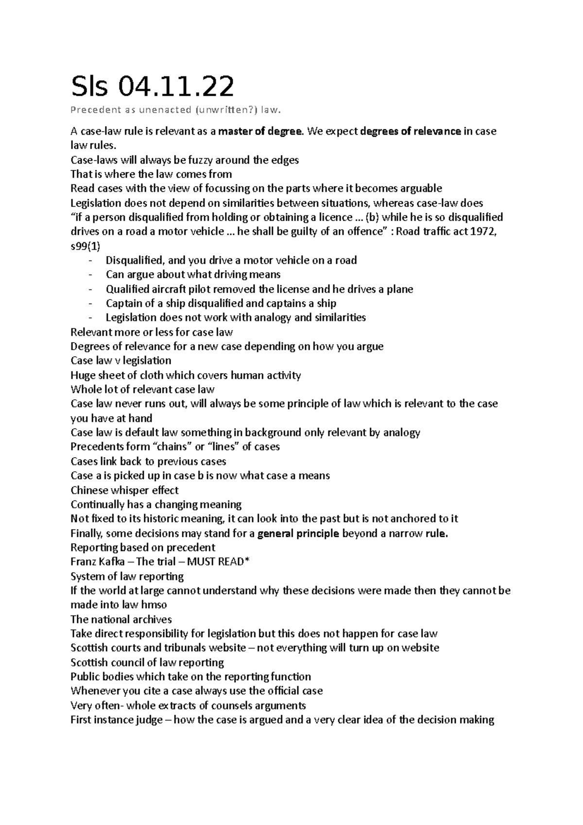 Scottish legal system - Sls 04. Precedent as unenacted (unwritten?) law ...