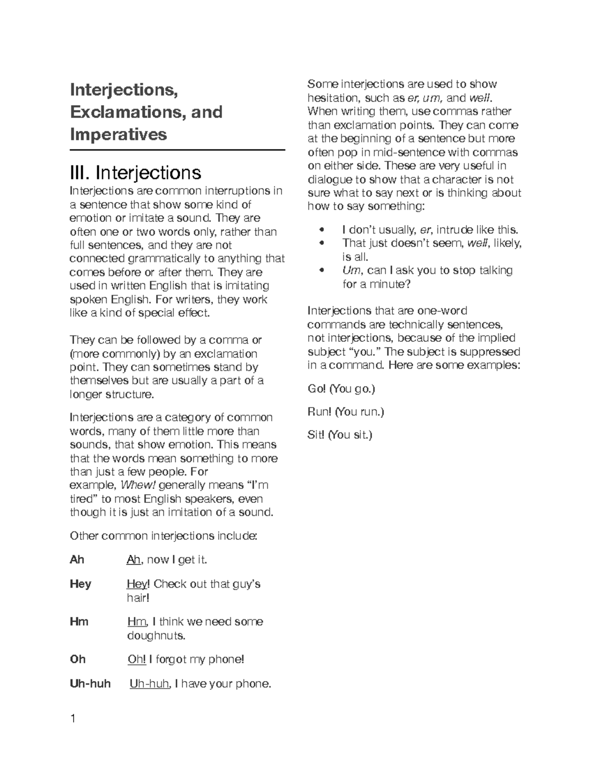 Lesson 7 - Section 3 Interjections, Exclamations, and Imperatives ...
