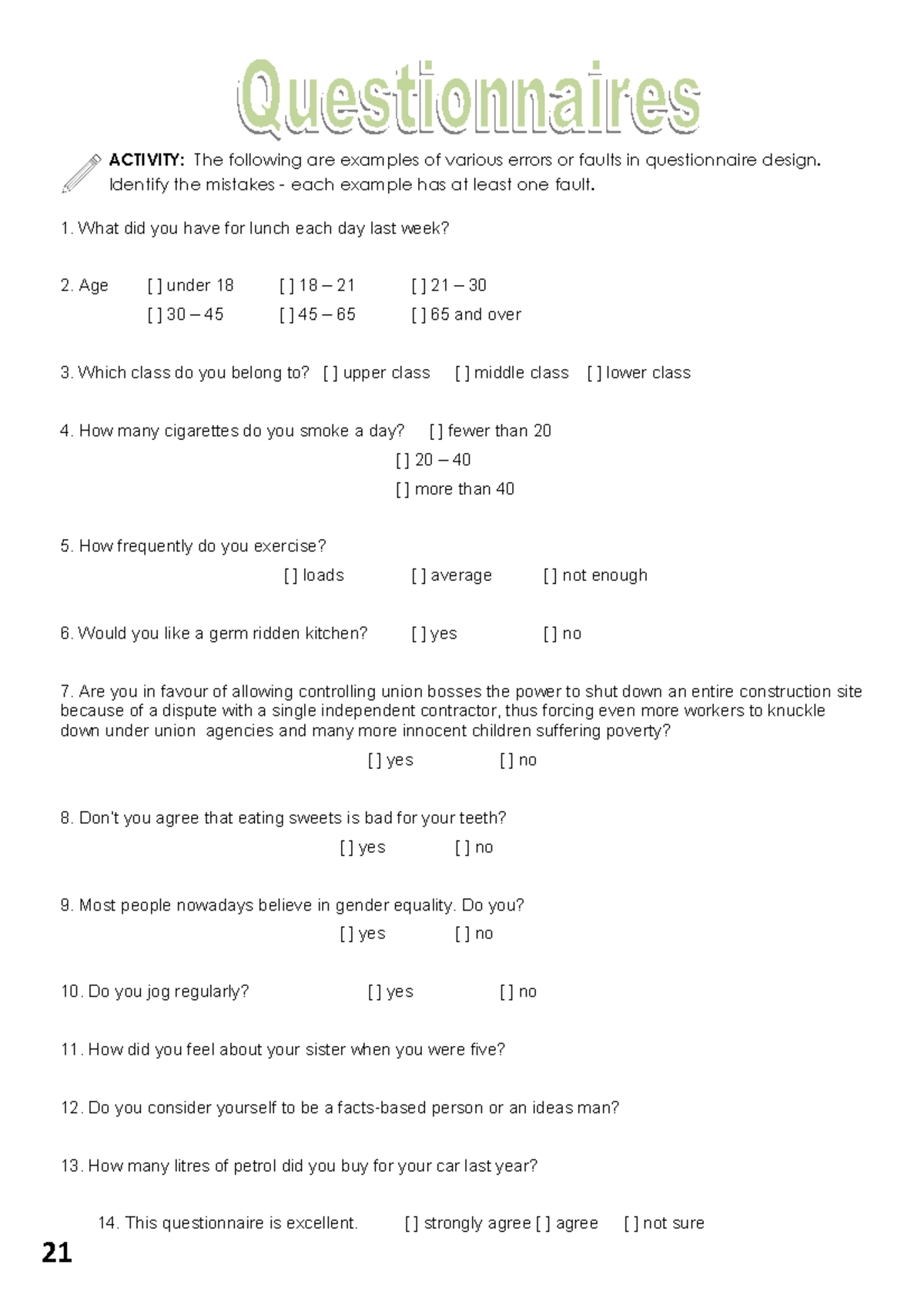 Self-report worksheets - 1. What did you have for lunch each day last ...