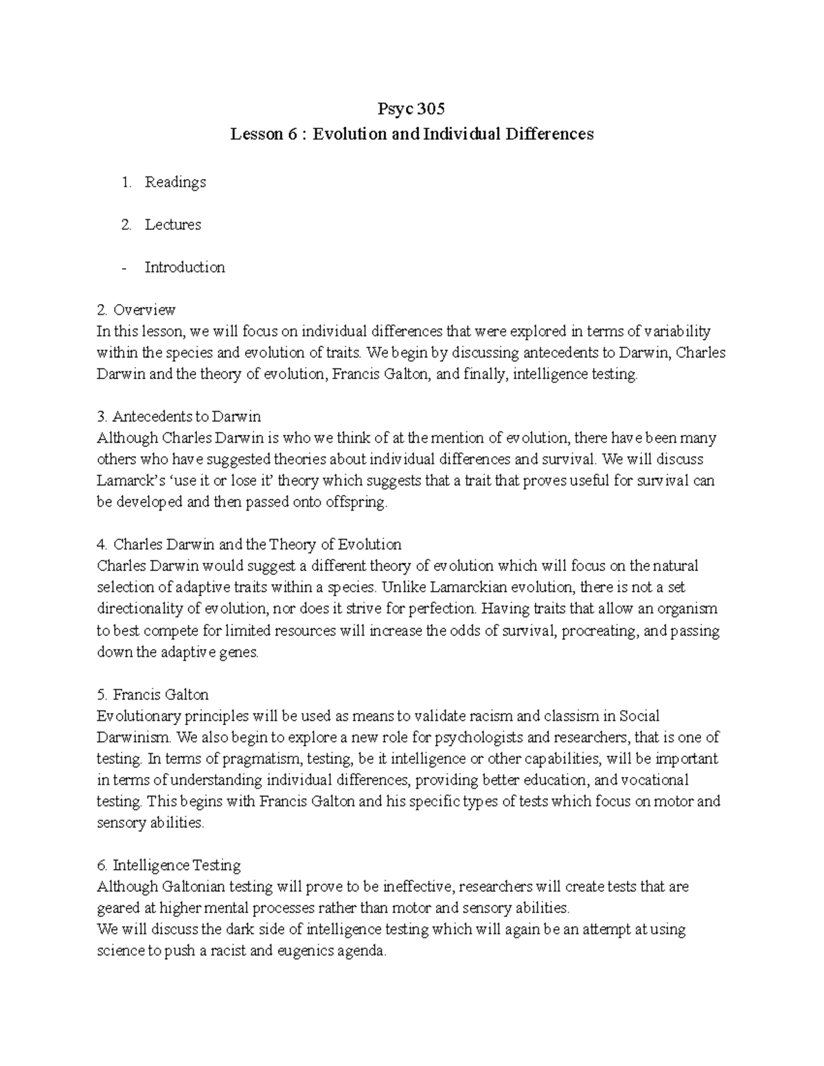 Psyc 305 Lesson 6 - Lecture 6 notes for psyc 305, summer semester 2021 ...
