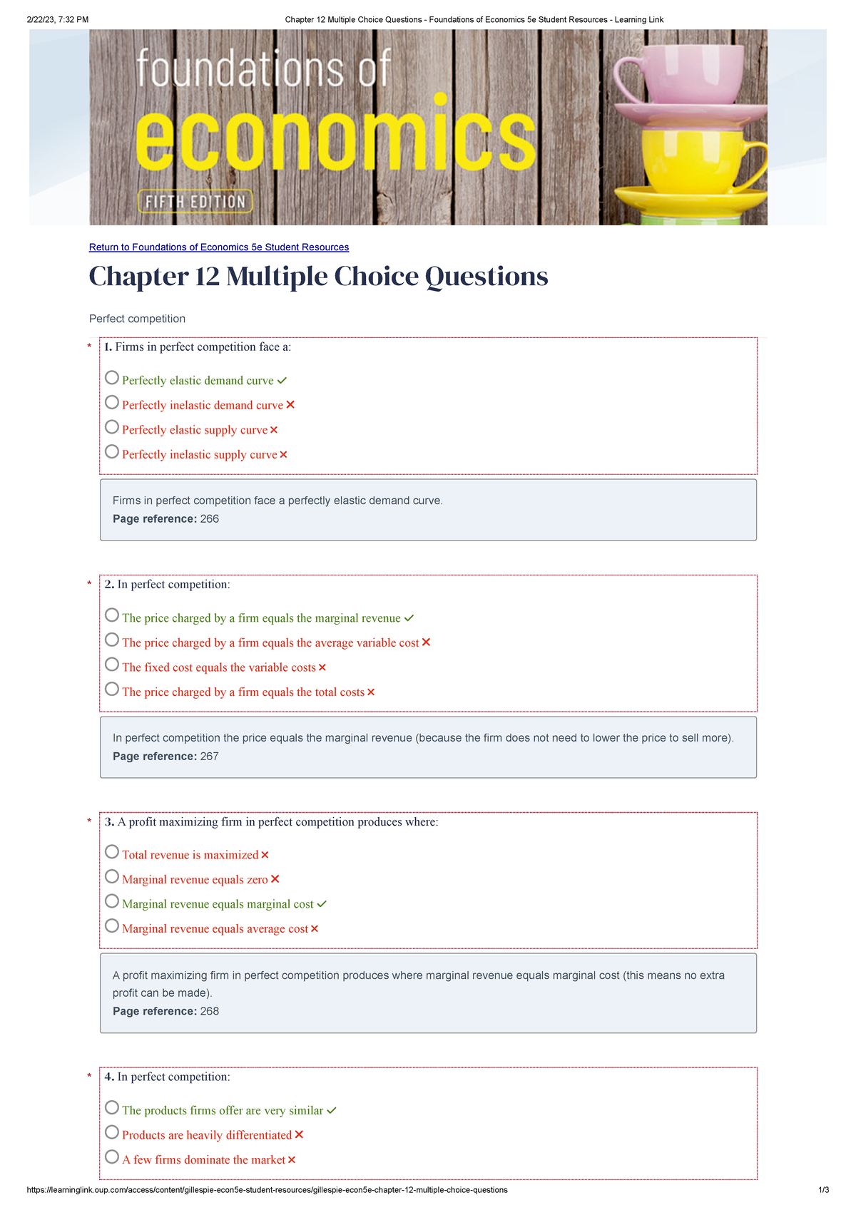 Chapter 12 Multiple Choice Questions - Foundations of Economics 5e ...