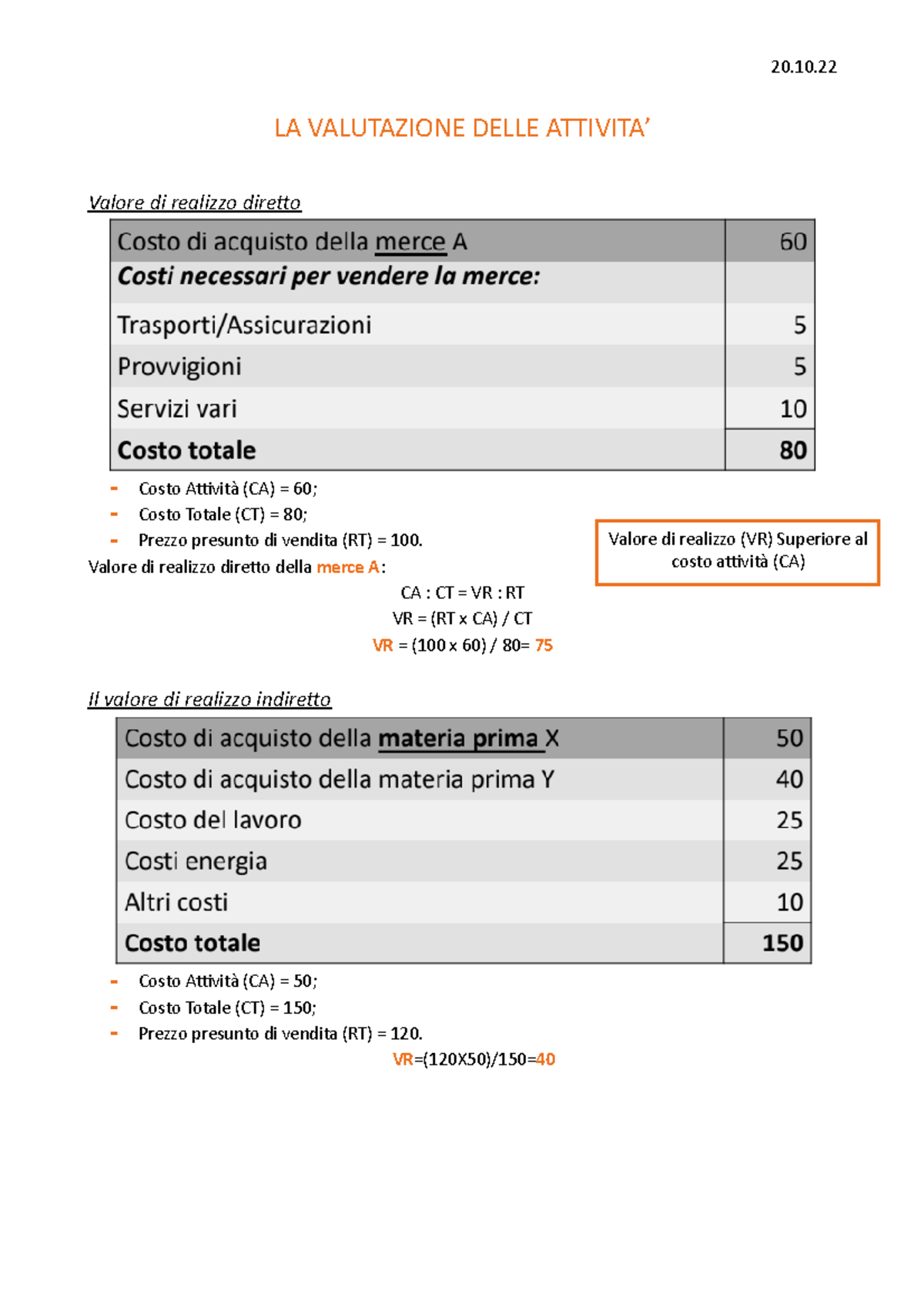 Lezione DEL 20ECONOMIA MATONTI - 20. LA VALUTAZIONE DELLE ATTIVITA ...