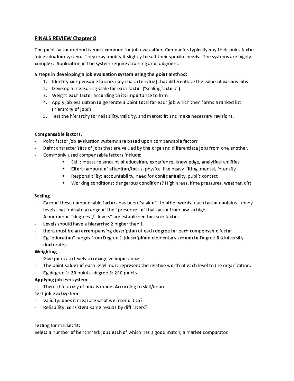 Finals Review Chapter 8 FINALS REVIEW Chapter 8 The Point Factor