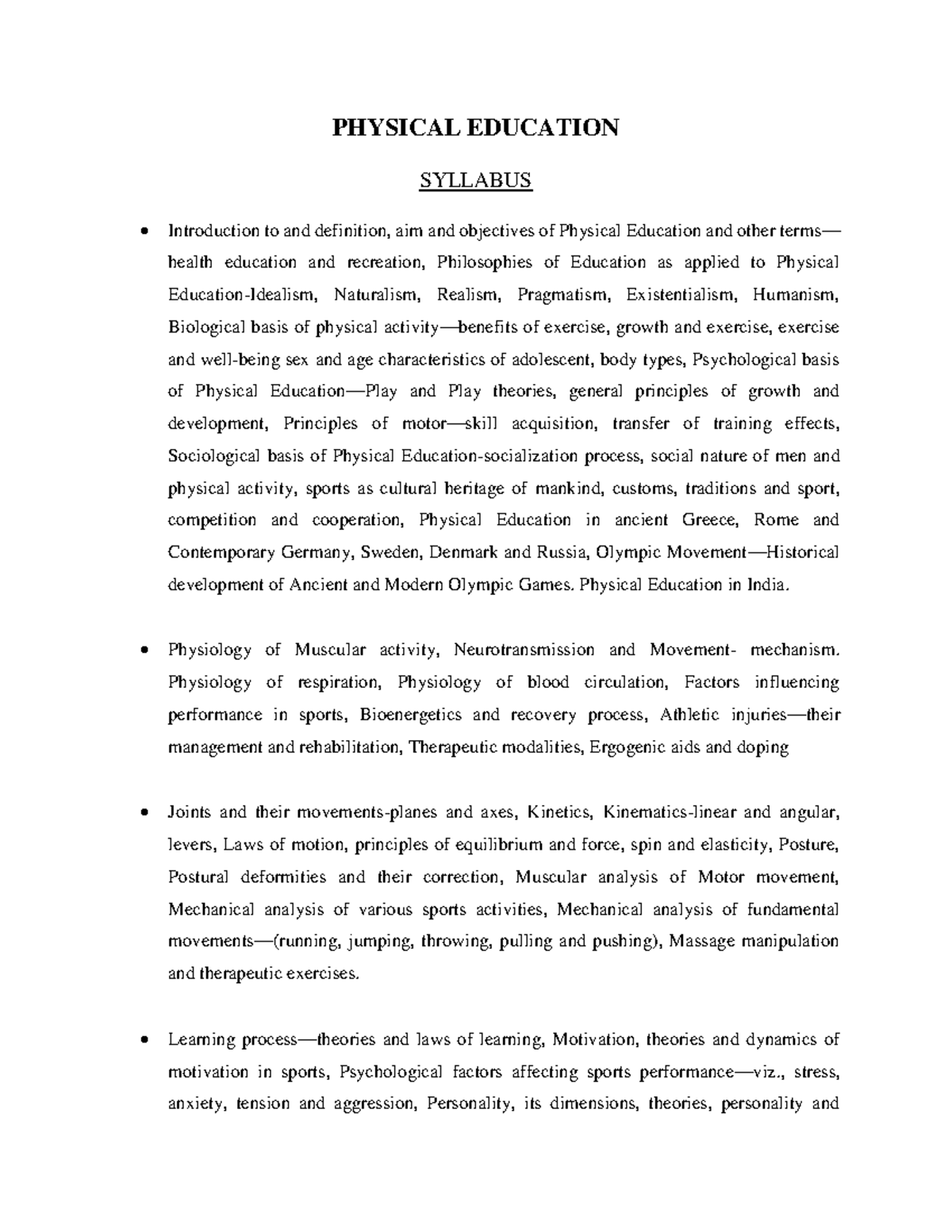 Physical-education - Physical education - PHYSICAL EDUCATION SYLLABUS ...