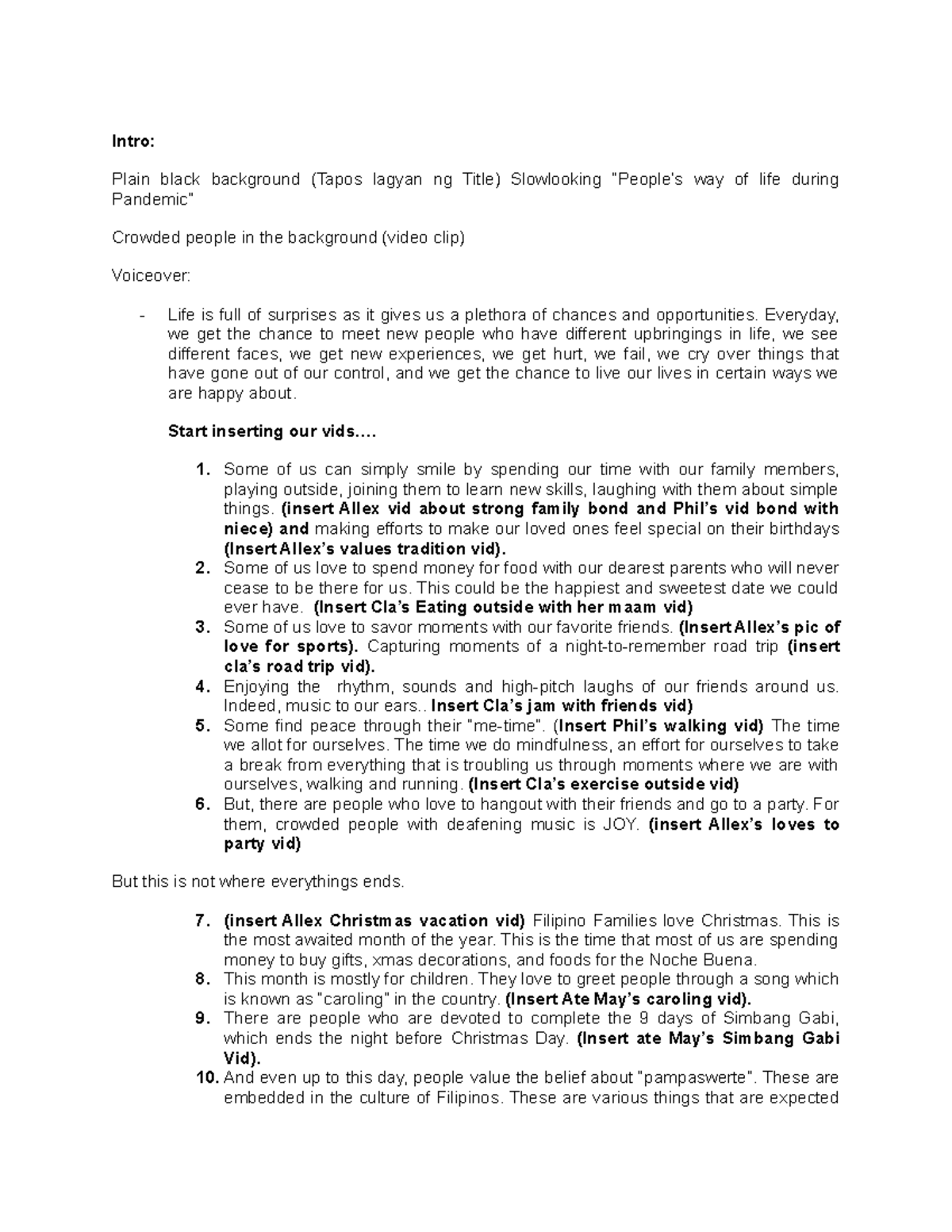 Slow-Looking Flow Script - Intro: Plain black background (Tapos lagyan ...