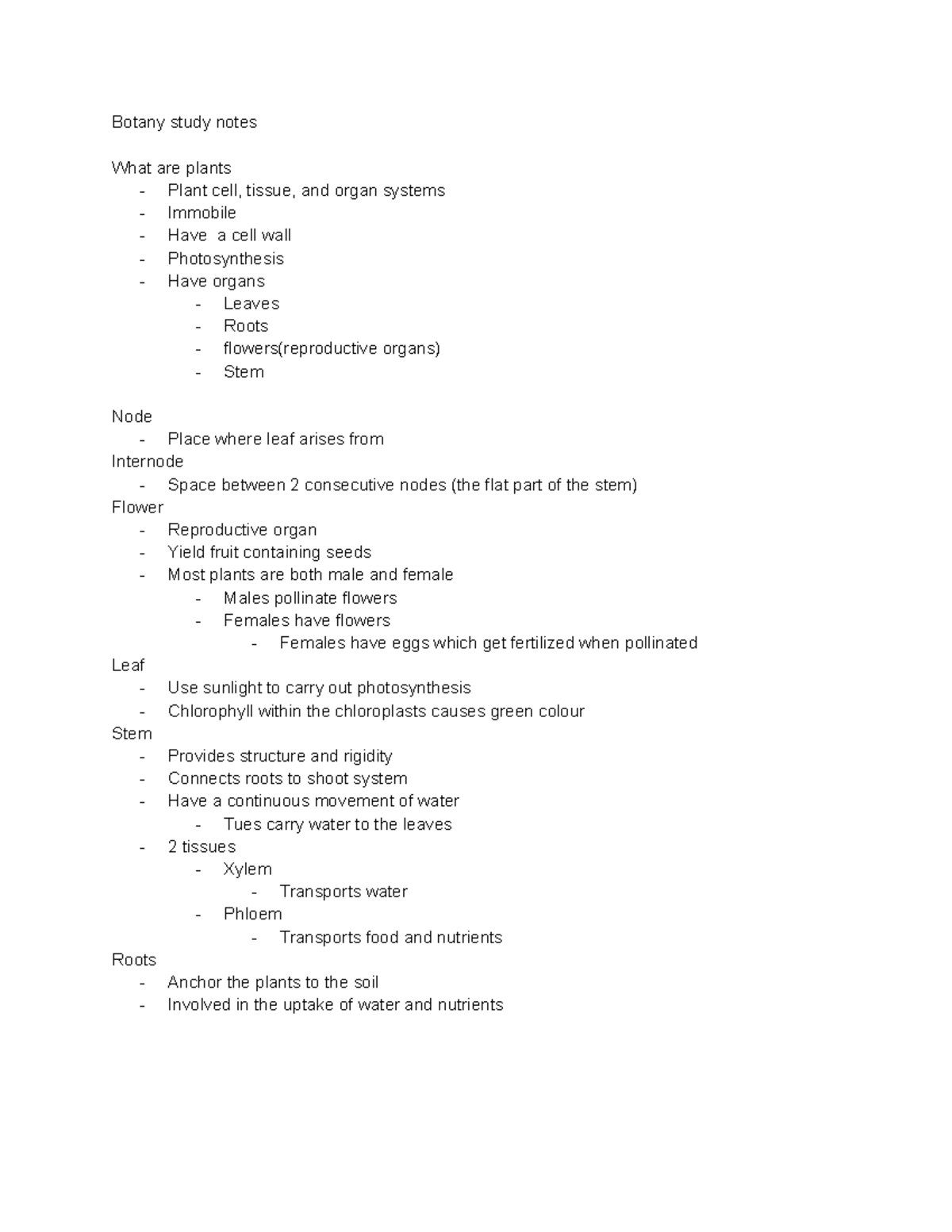 Botany study notes lecture 1-3 - Botany study notes What are plants ...
