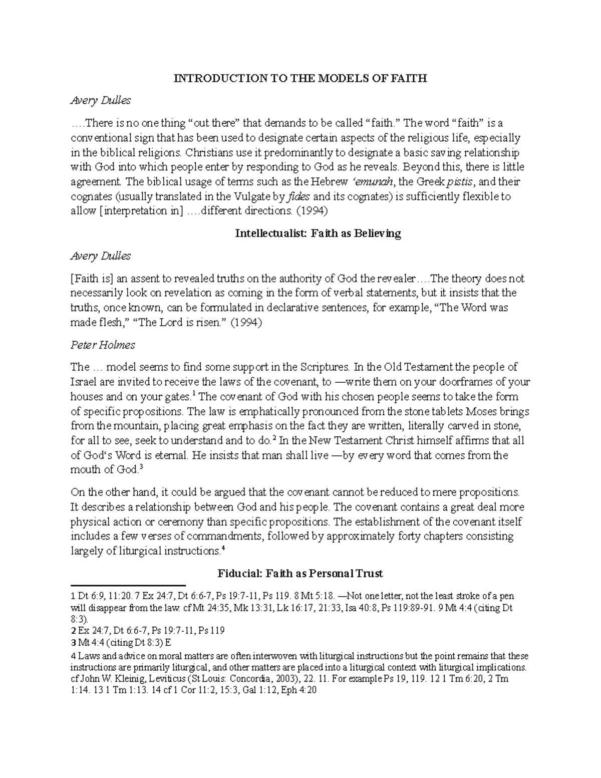 1.5 FWL Rdng 3 - Introducing the Models of Faith-1 - INTRODUCTION TO ...