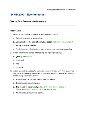 ECOM2000 1 Semester 1 2022 Tutorial 7 in class activity - ECOM20001 - Unimelb - Studocu