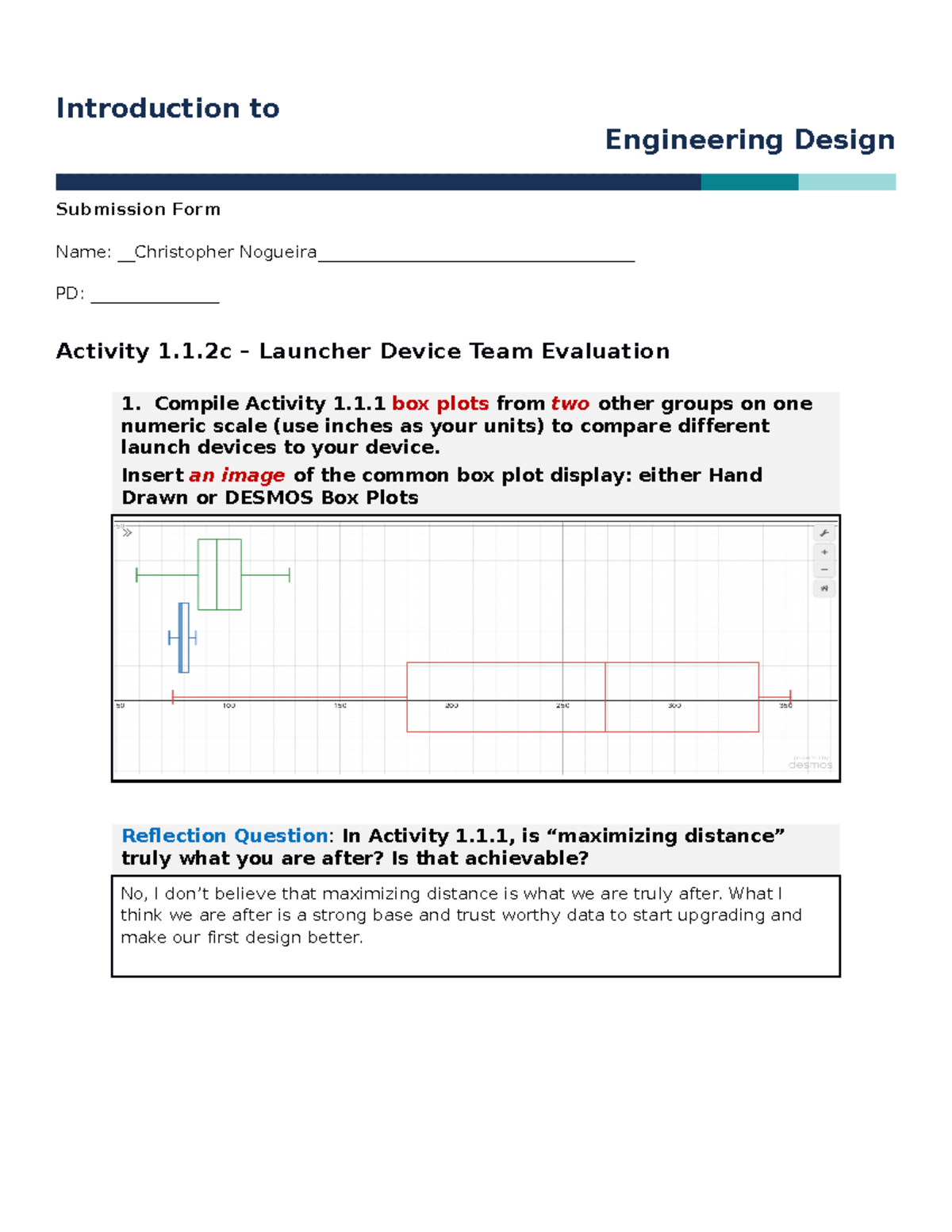 IED Submission Form Activity 1 - Introduction to Engineering Design ...