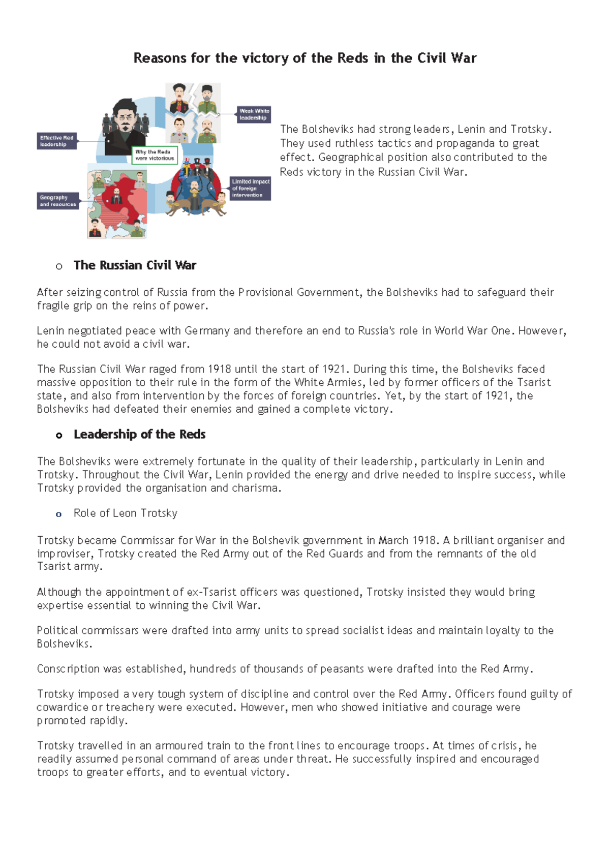 Reasons for the victory of the Reds in the Civil War - They used ...