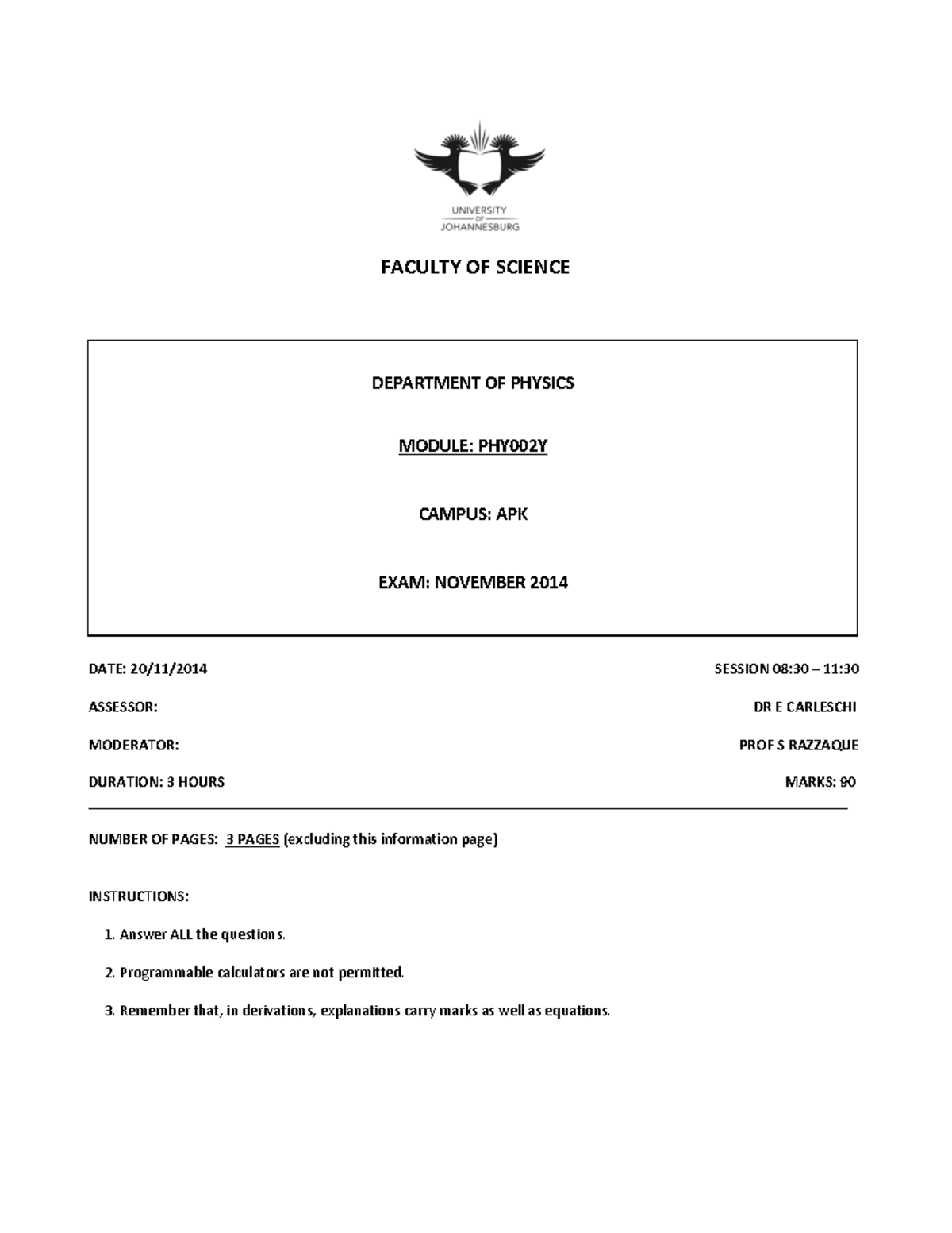 Uj 18373+ Source 1+ Source 1 - !!!!!!! FACULTY!OF!SCIENCE! ! ! ! ! DEPARTMENT!OF!PHYSICS ...