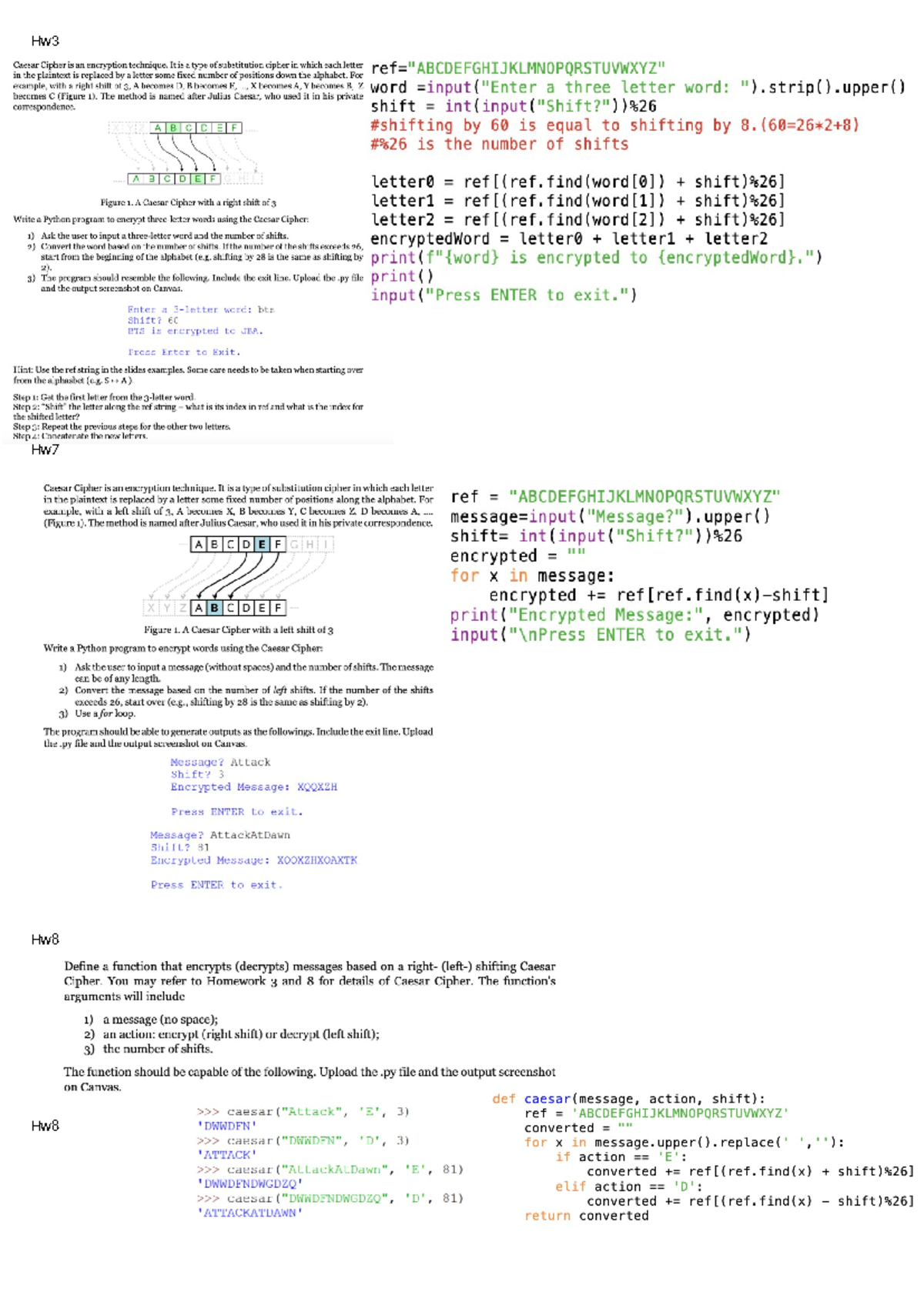 Python cheat sheet - Hw Hw Hw Hw HW Hw HW CW We define class first , the define stuff. Use class ...