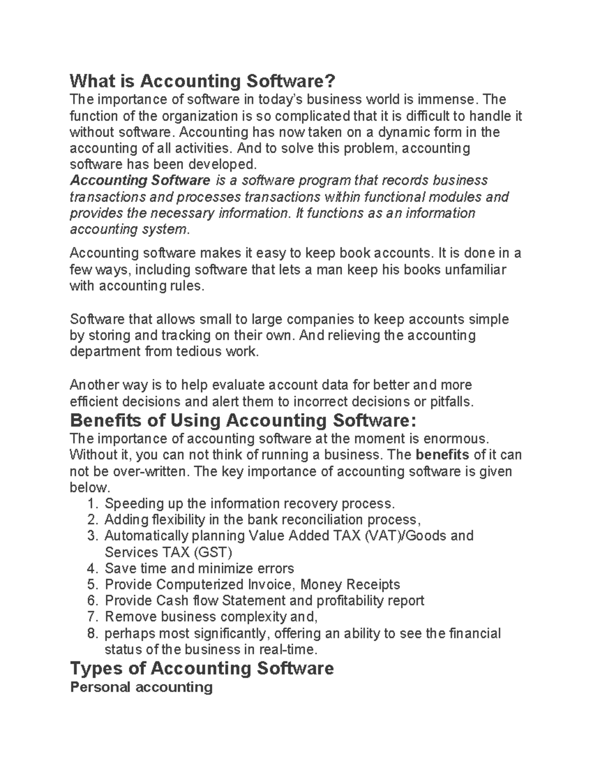 Accounting Software pdf notes - What is Accounting Software? The ...