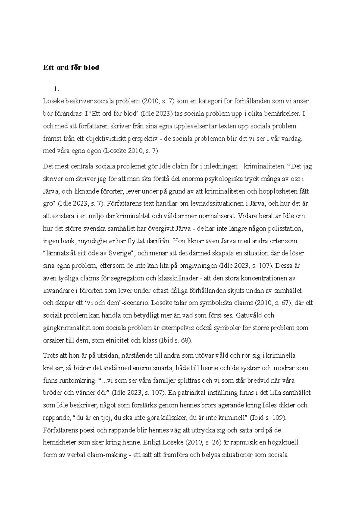 Ett ord för blod - inlämning ett ord för blod - Ett ord för blod 1 ...