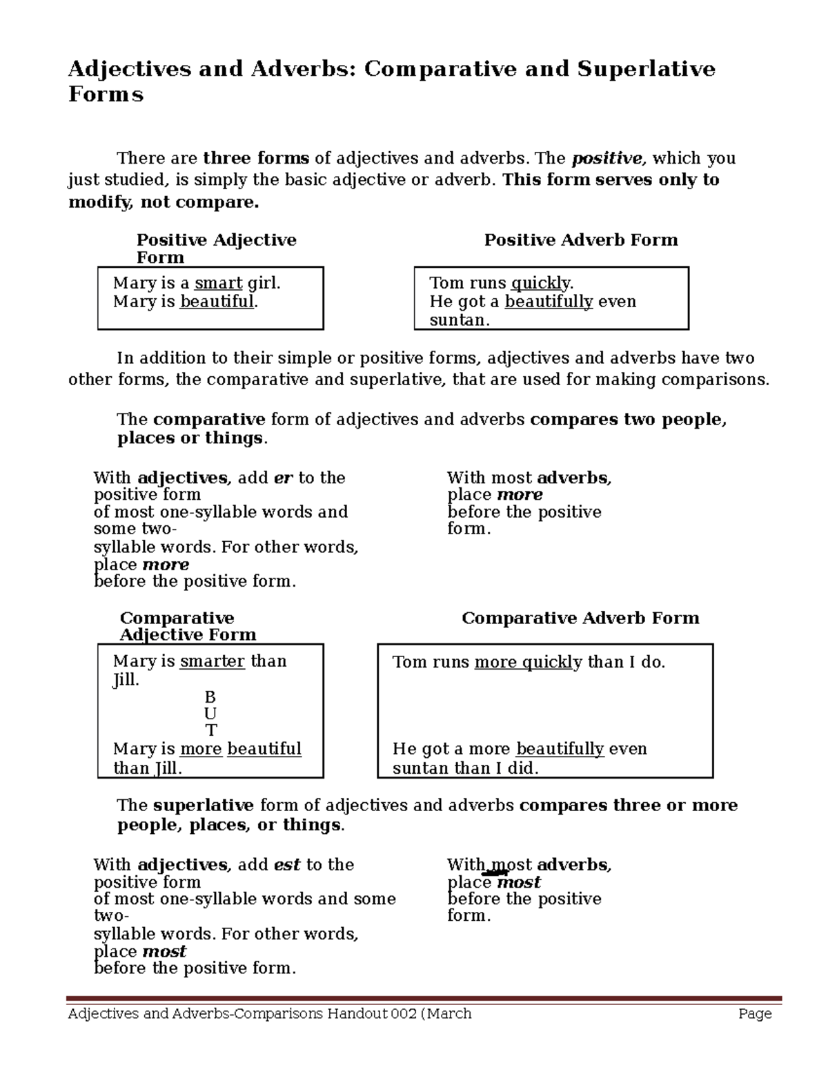 Adjectives and adverbs comparative and superlative - Adjectives and ...