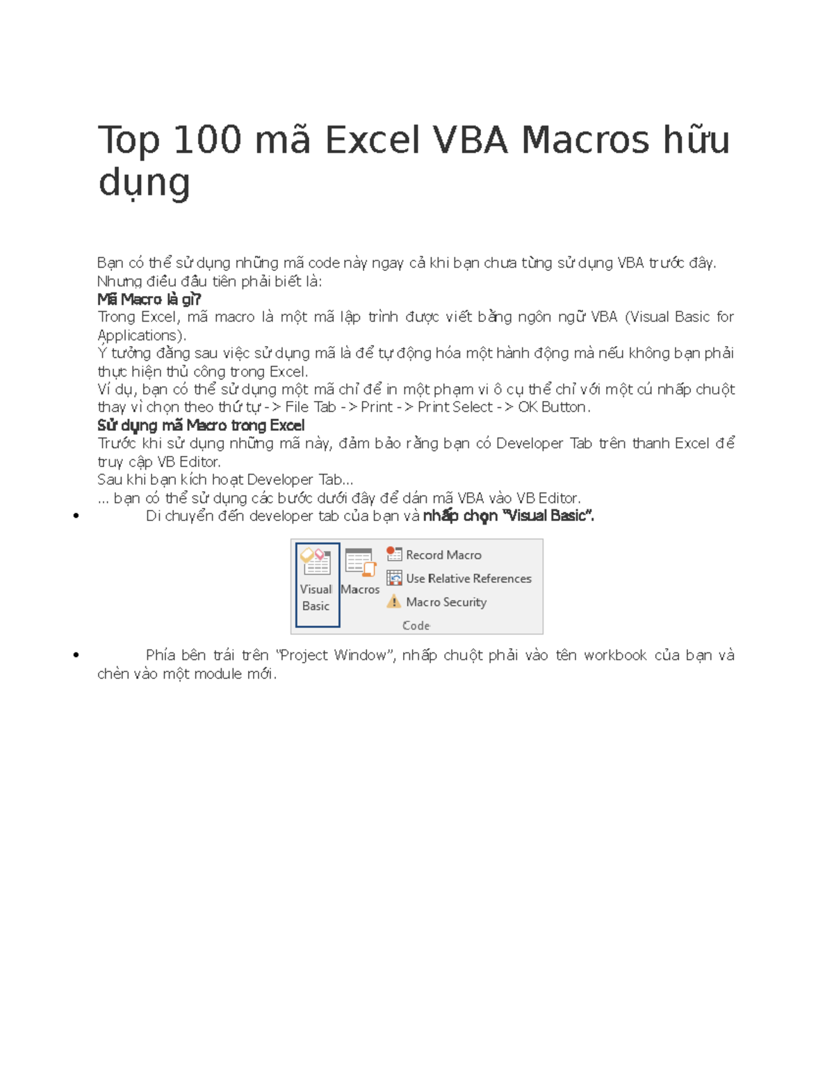 Top 100 Mã Excel Vba Macros Hữu Dụng Top 100 Mã Excel Vba Macros Hữu