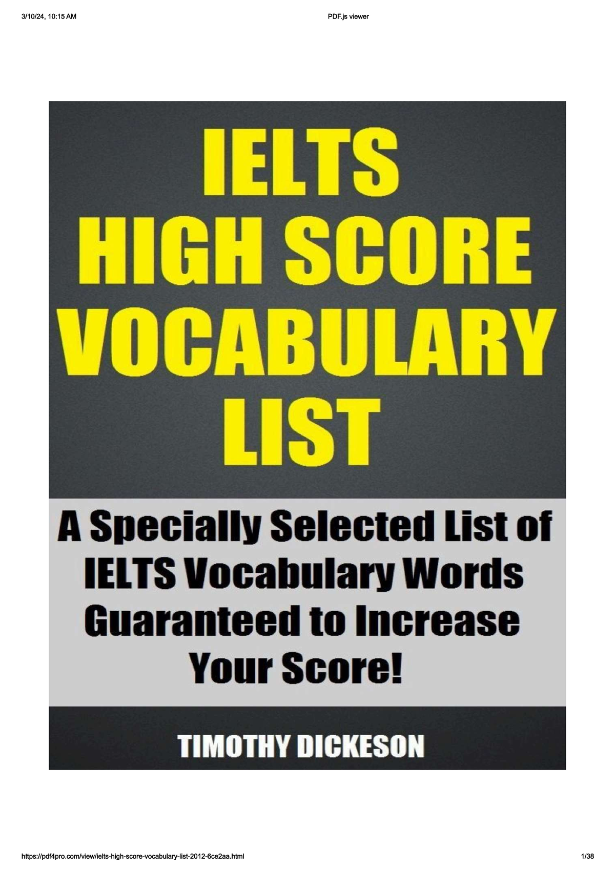 Ielts high score vocabulary 2012 - Reading and writing - Studocu
