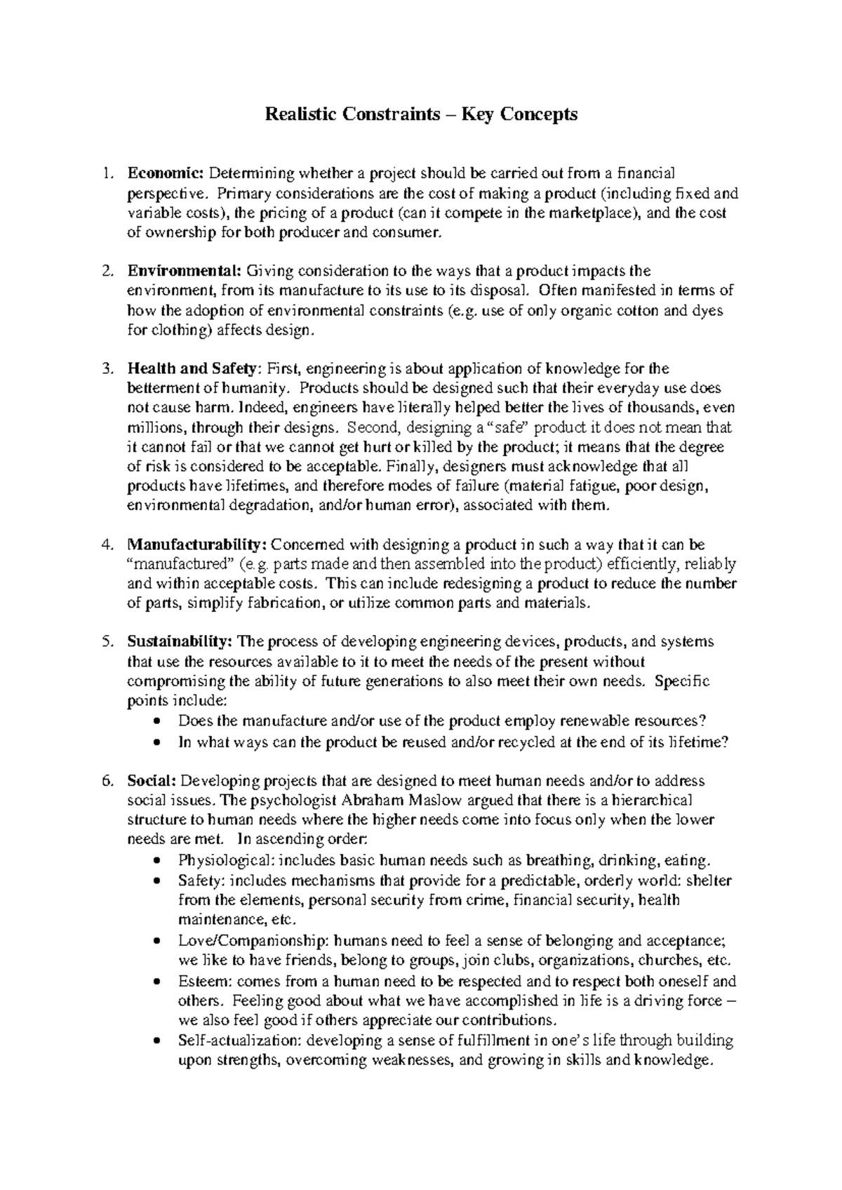 Realistic constraints - key concepts - Realistic Constraints – Key ...