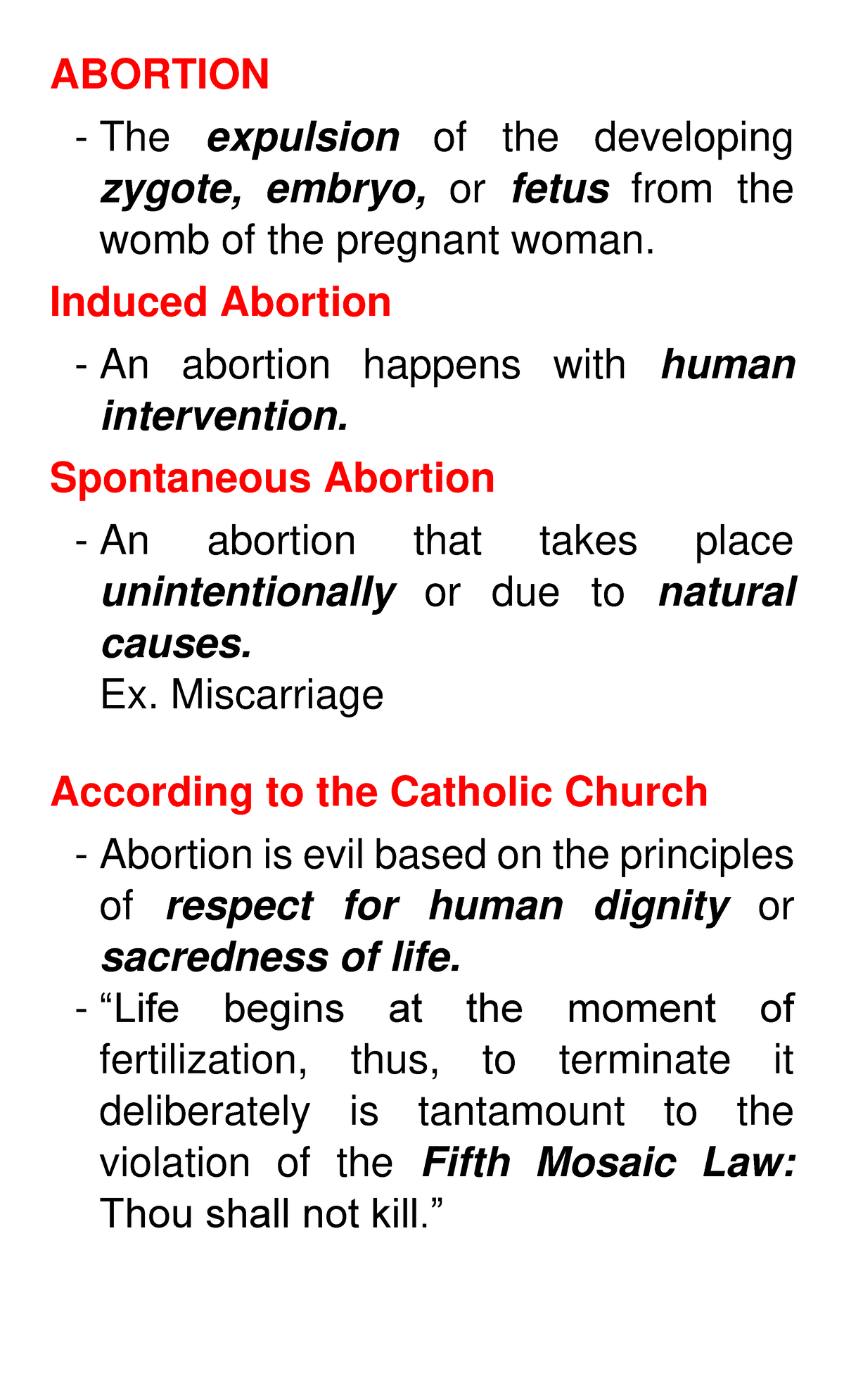 Abortion 1 - for the sake of - ABORTION The expulsion of the developing ...