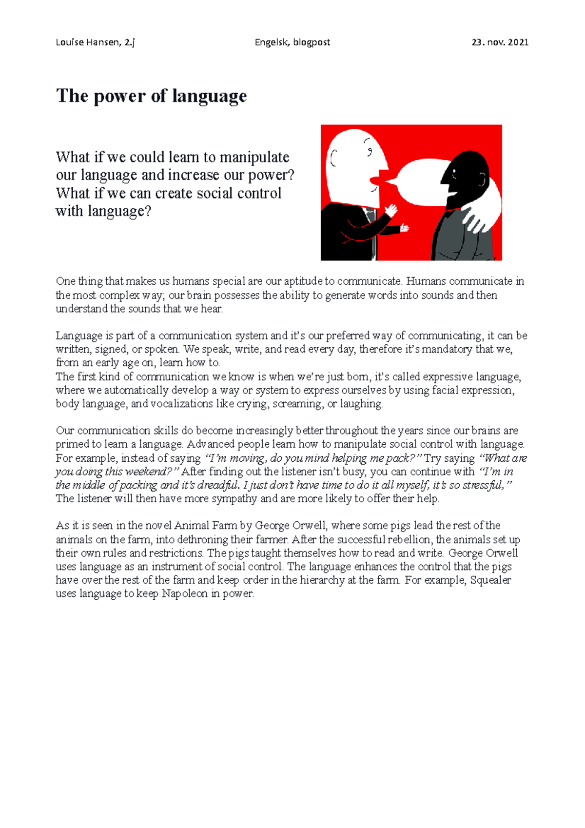 The power of language - Louise Hansen, 2 Engelsk, blogpost 23. nov ...