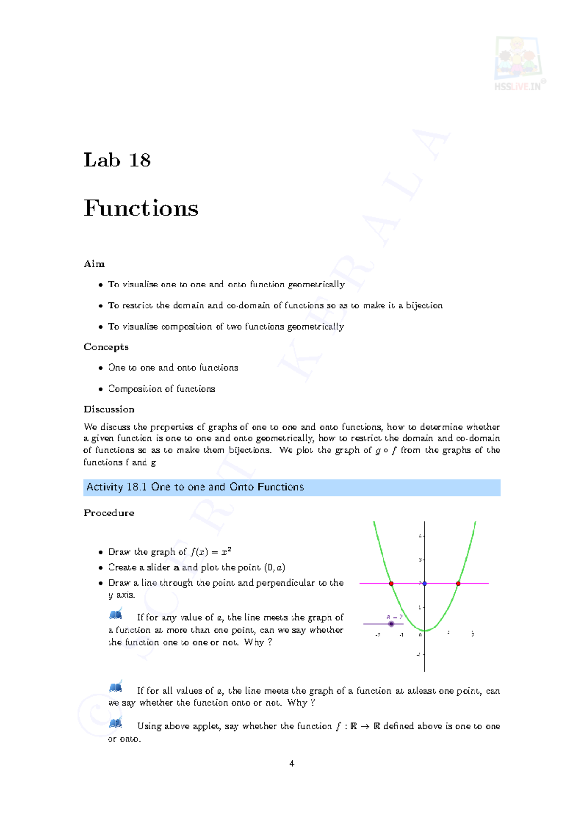 Hsslive xii maths lab manual scert 18 - Lab 18 Functions Aim To ...