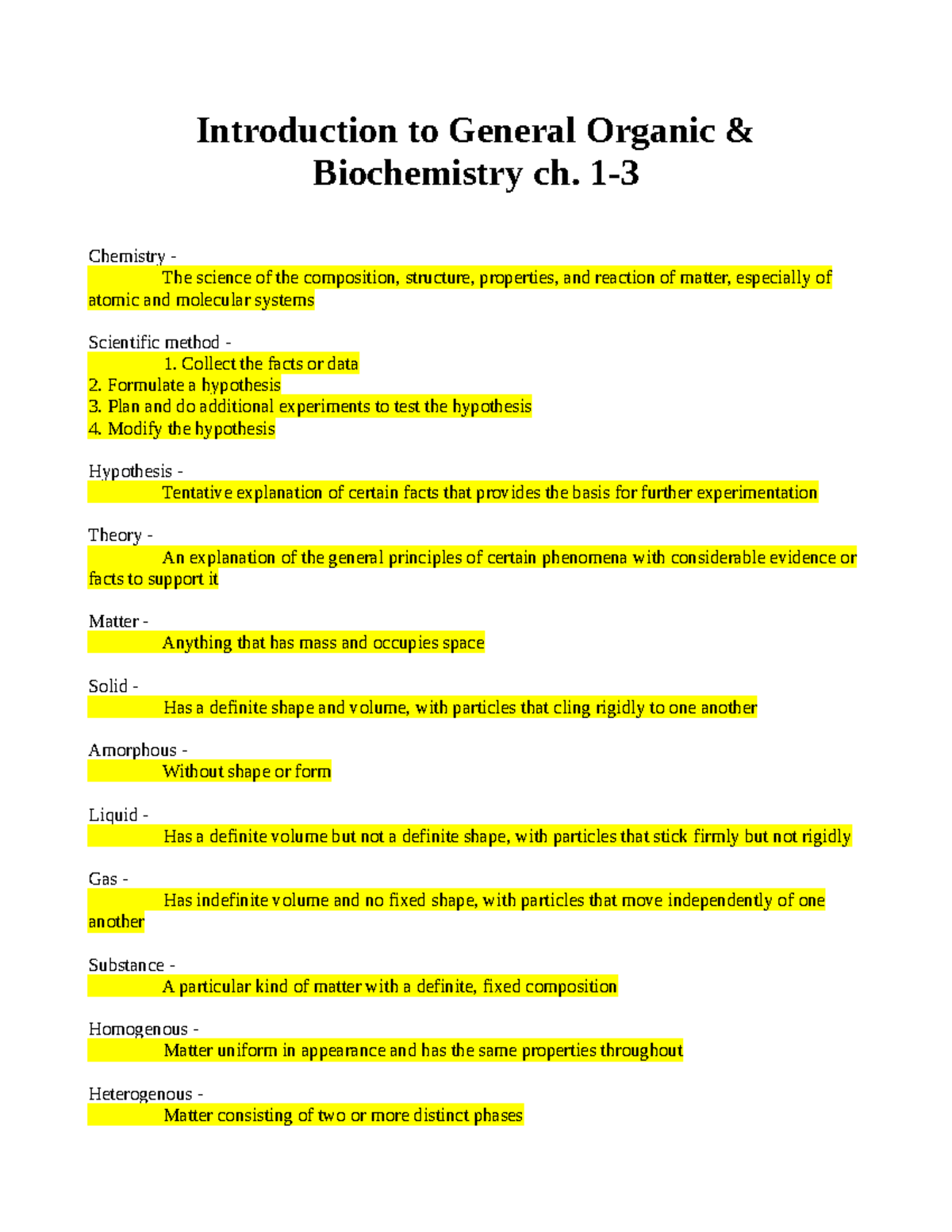 Introduction to General Organic & Biochemistry ch. 1-3 - Introduction ...