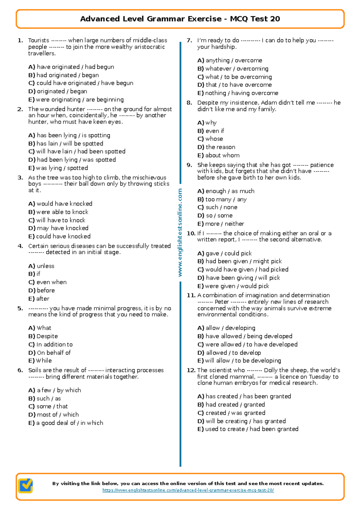 843 advanced-level-grammar-exercise-mcq-test-20 englishtestsonline ...