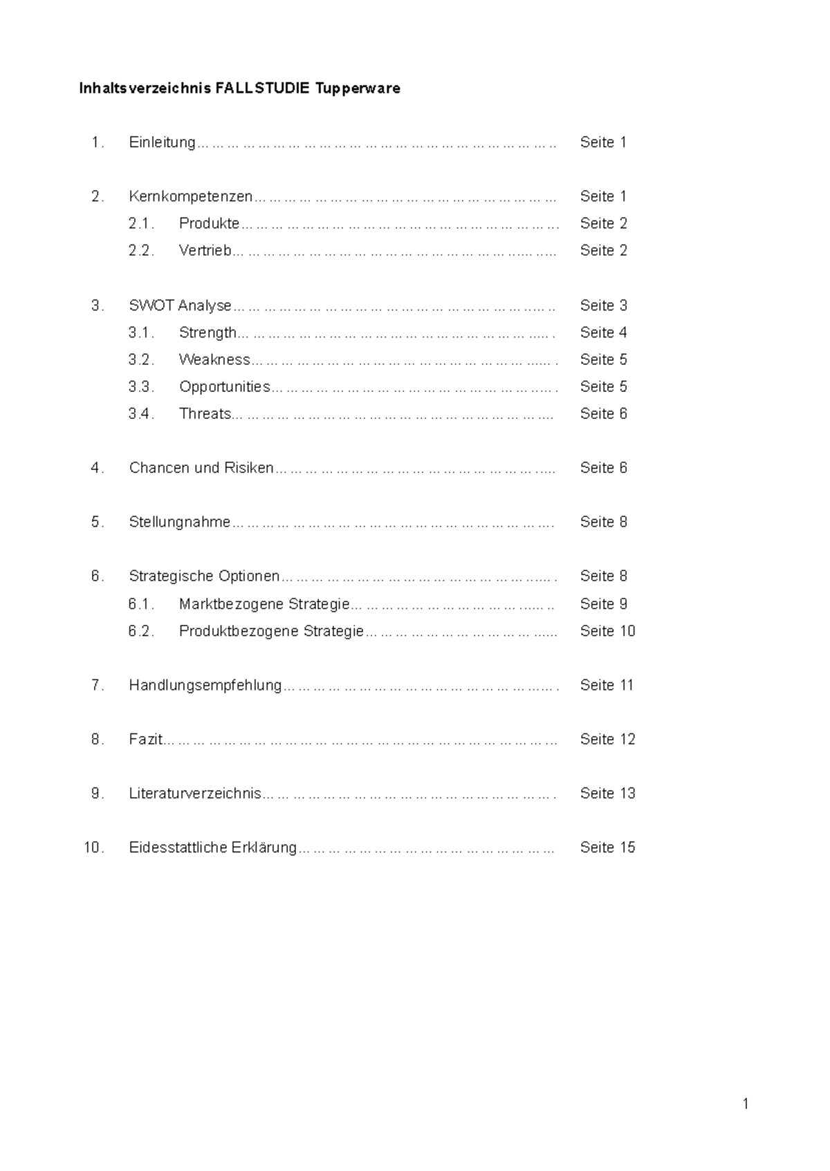 IUBH Hausarbeit Tupperware Teil 3 von 3 - Inhaltsverzeichnis FALLSTUDIE Tupperware - Studocu