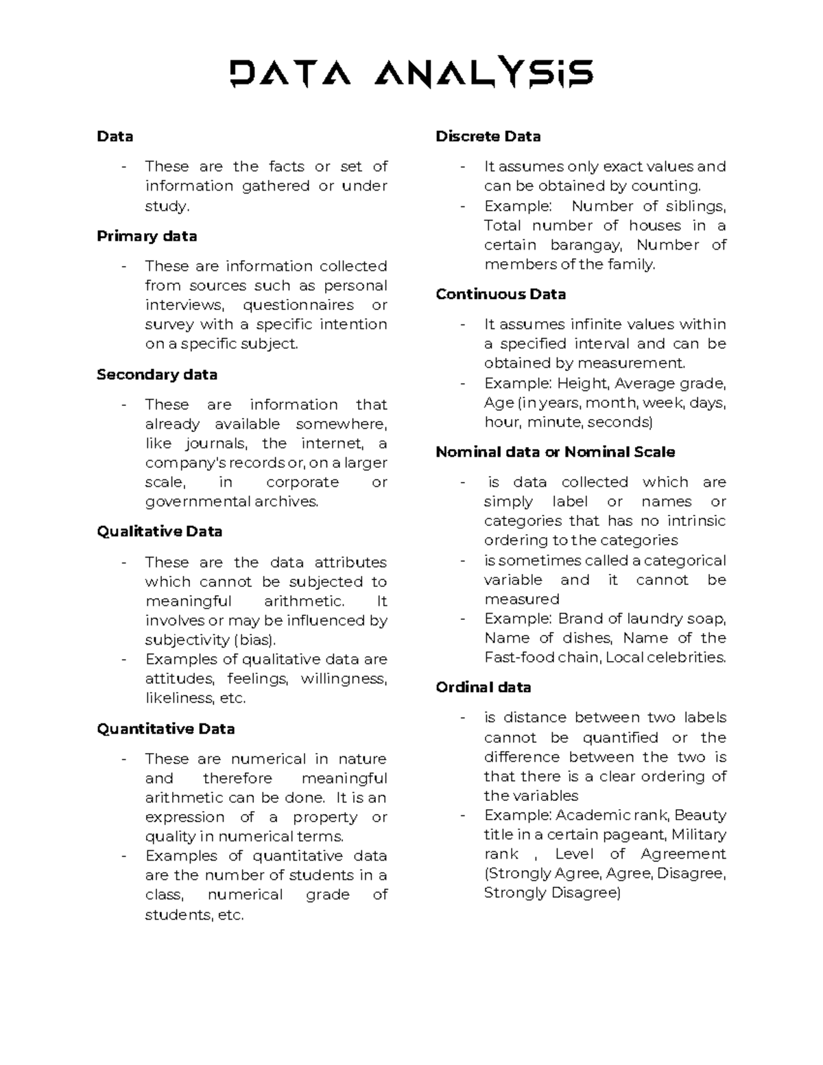 Data Analysis Reviewer For Math 408 Data These Are The Facts Or Set
