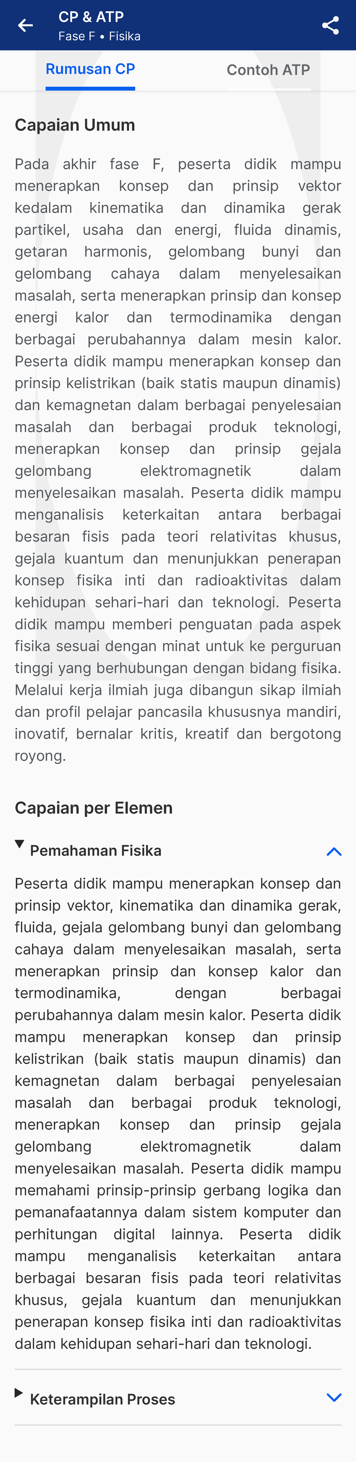 CP & ATP - Fisika Fase F - Rumusan CP Contoh ATP Capaian Umum Pada ...