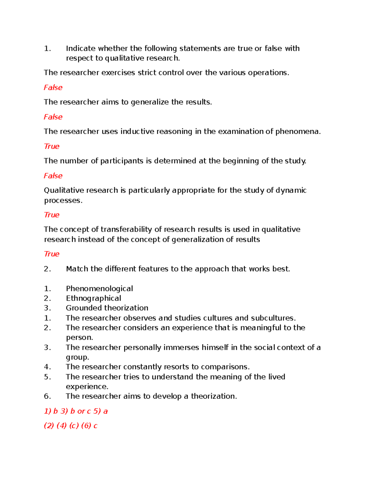 Practice questions - Study designs (answers) - Indicate whether the ...