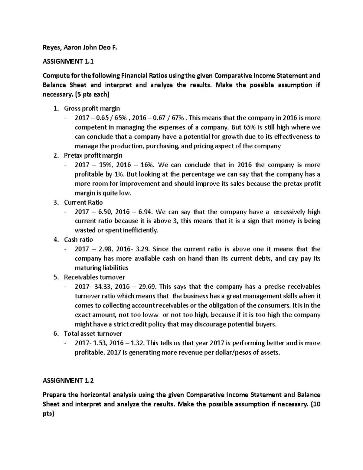 Assignment in Fin 02b - Reyes, Aaron John Deo F. ASSIGNMENT 1. Compute ...