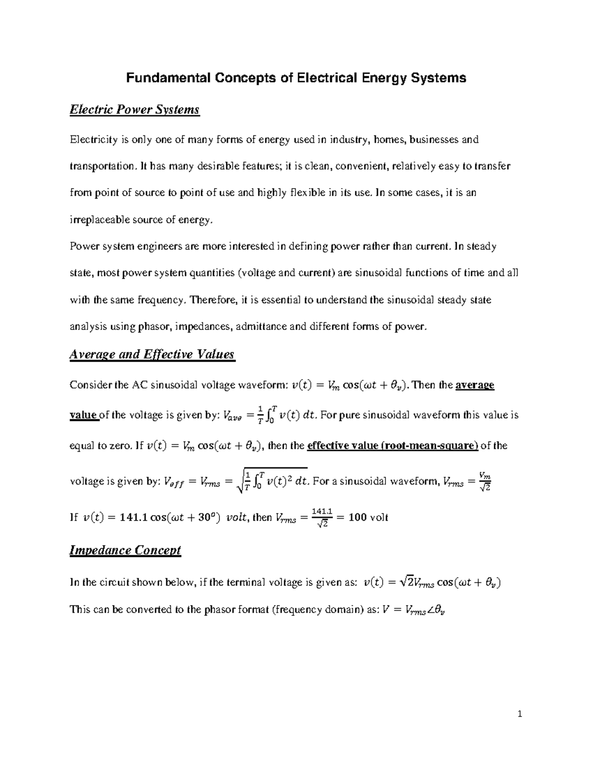 2-Fundamental Concepts of Electrical Energy Systems - Fundamental ...