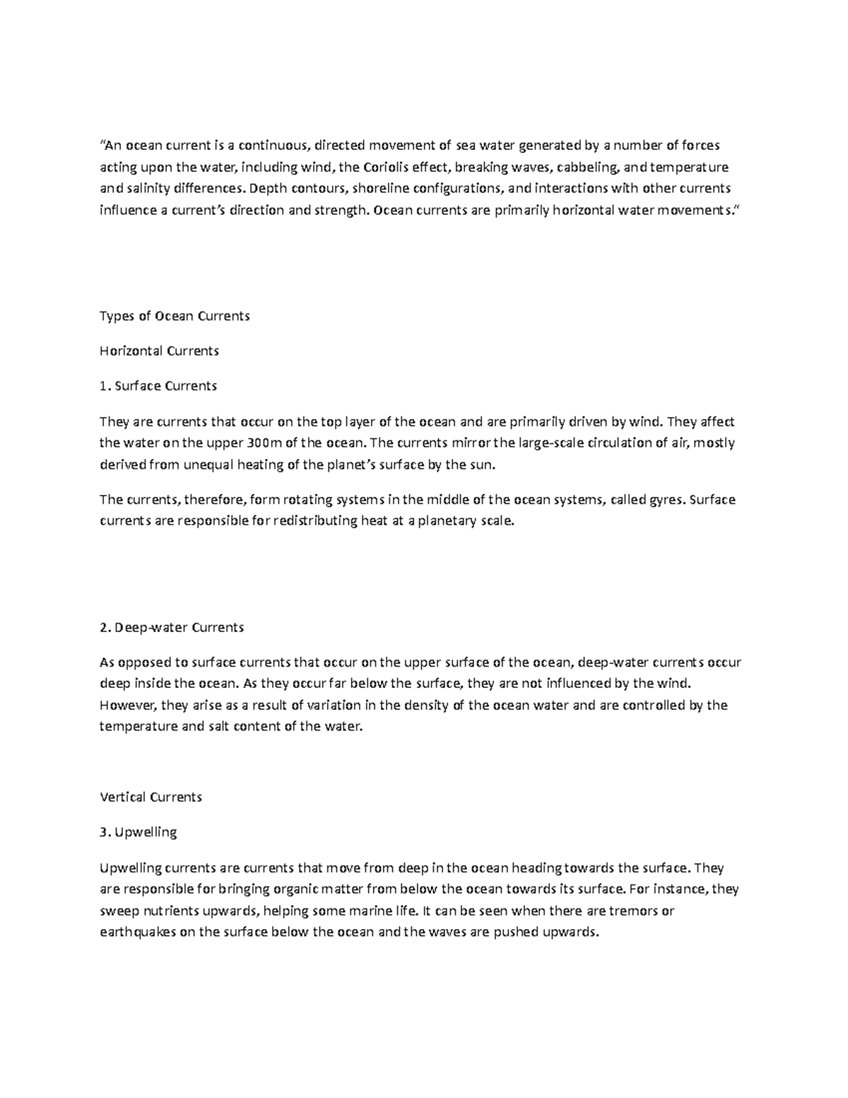 An ocean current - Depth contours, shoreline configurations, and ...