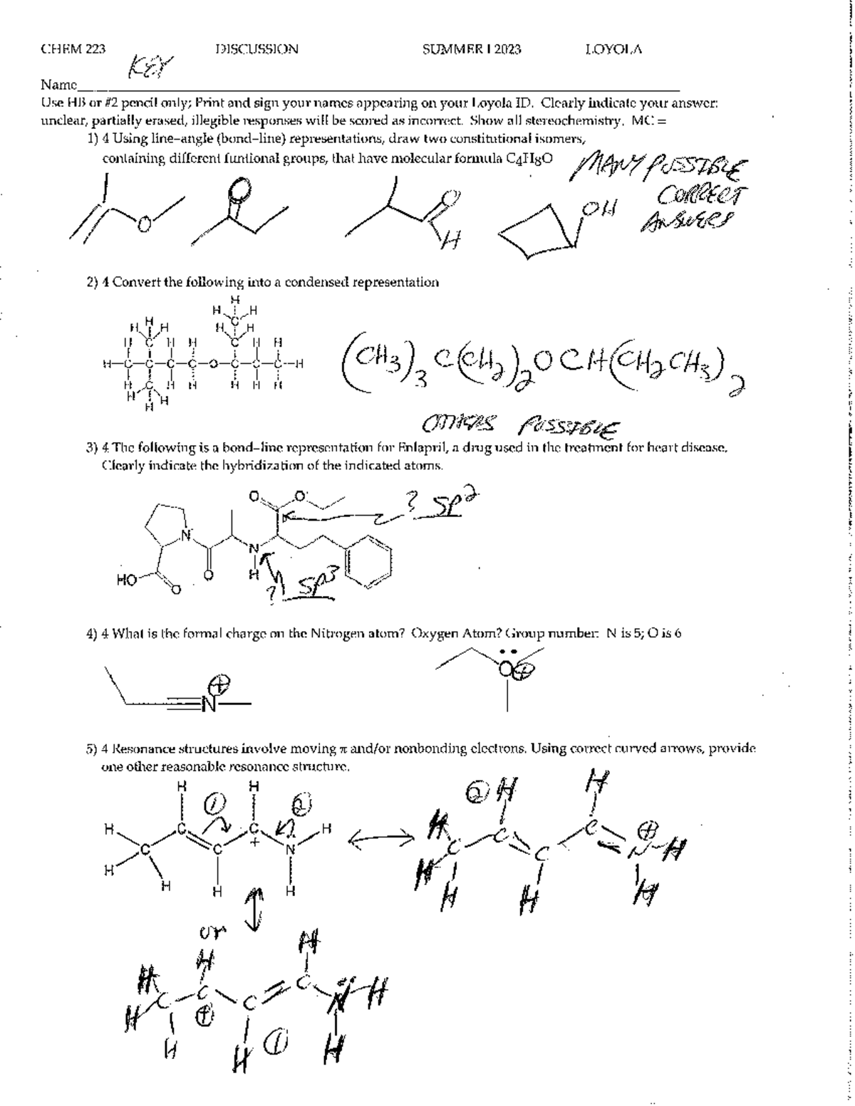 CHEM 223 001 KEY Discussion 01 Summer 2023 - CHEM223 - LUC - Studocu